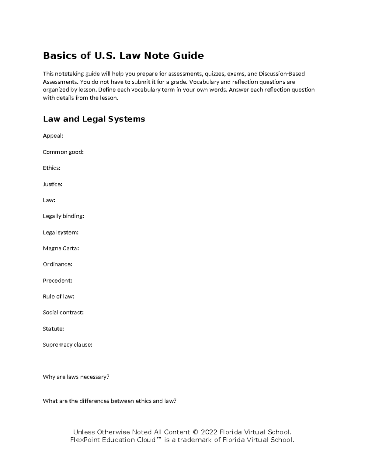 Basics of us law module note guide - Basics of U. Law Note Guide This ...