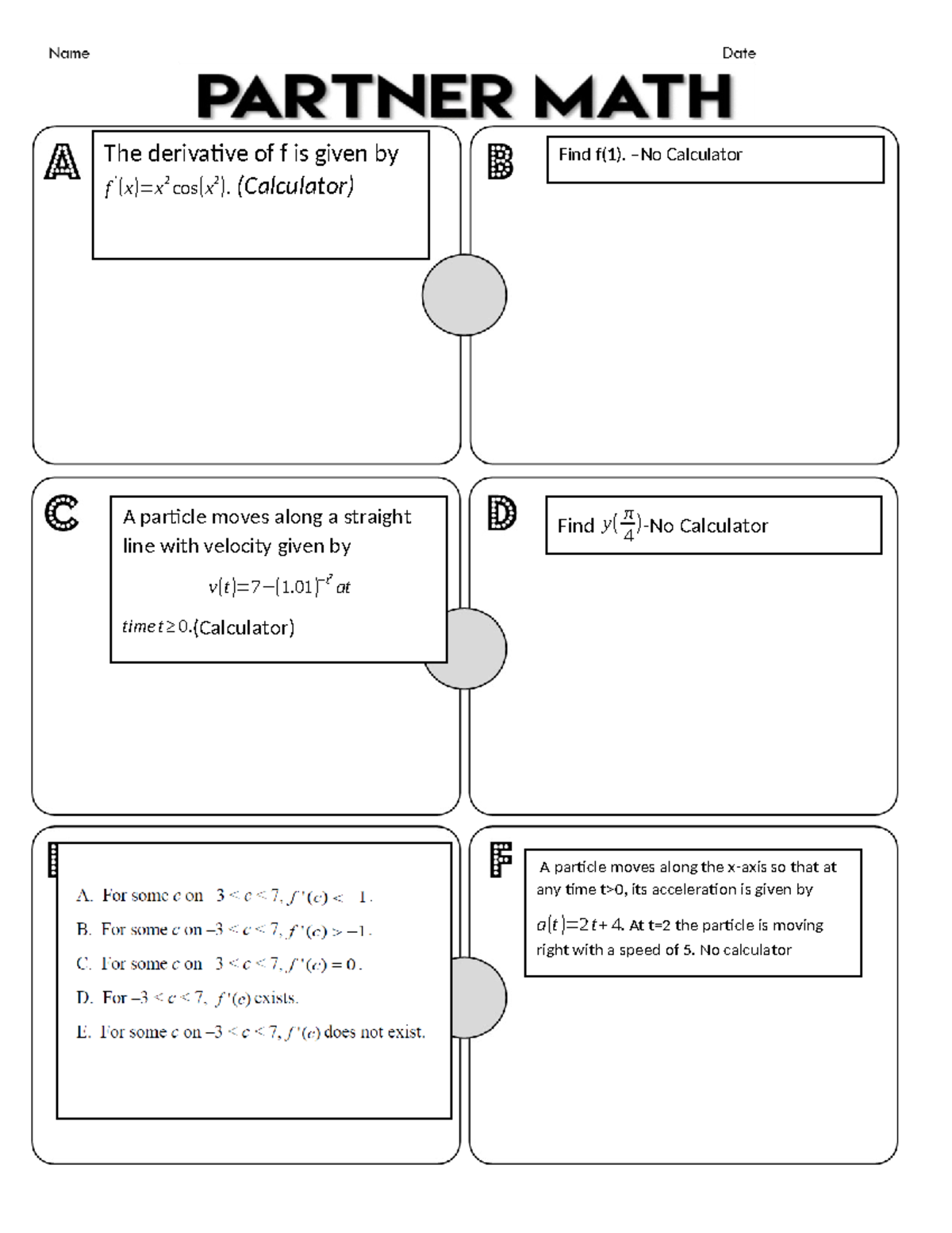 Unit 5 and basic integration partner math student version - The ...