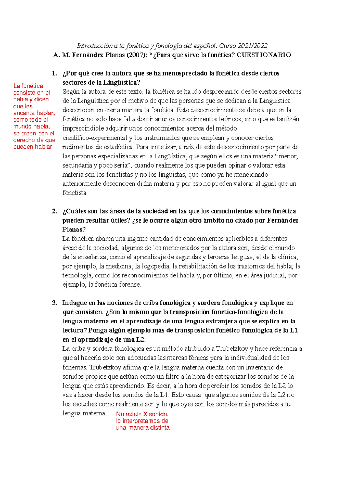 Cuestionario Corregido Fernández Planas Sonia Colina - Introducción a ...