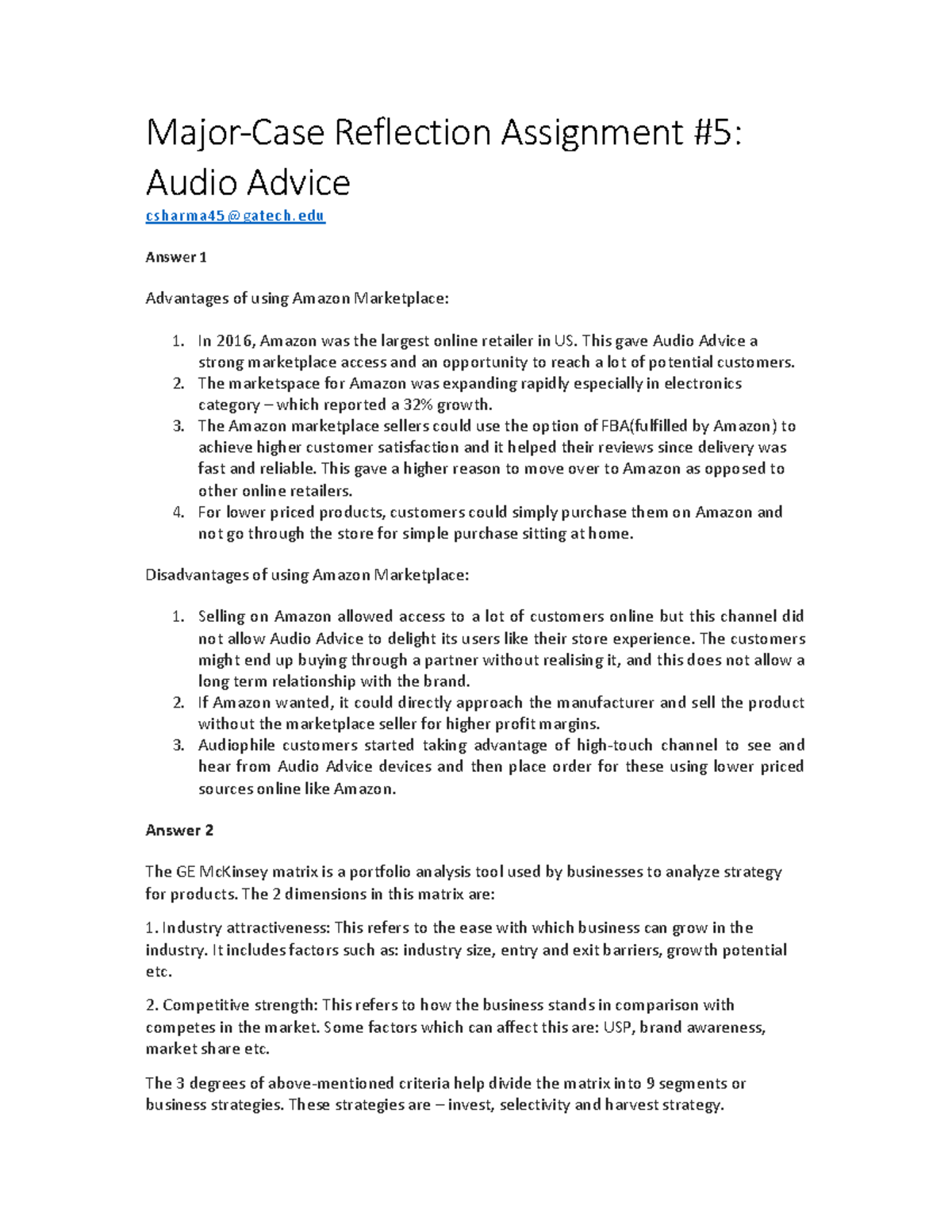Audio Advice - Major-Case Reflection Assignment #5: Audio Advice ...