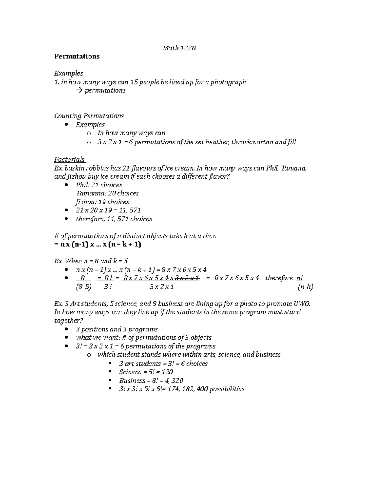 Math 1228 - Lecture Notes from 1228 - Math 1228 Permutations Examples ...