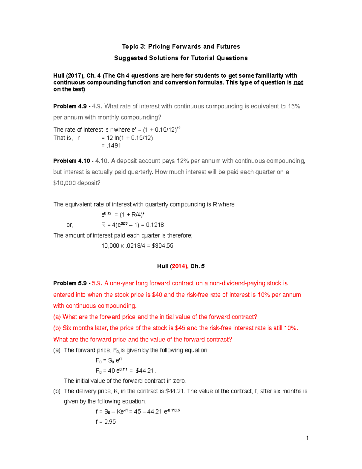 Solutions Topic 3 - FIN30014-Financial Risk Management-H1 - Topic 3 ...