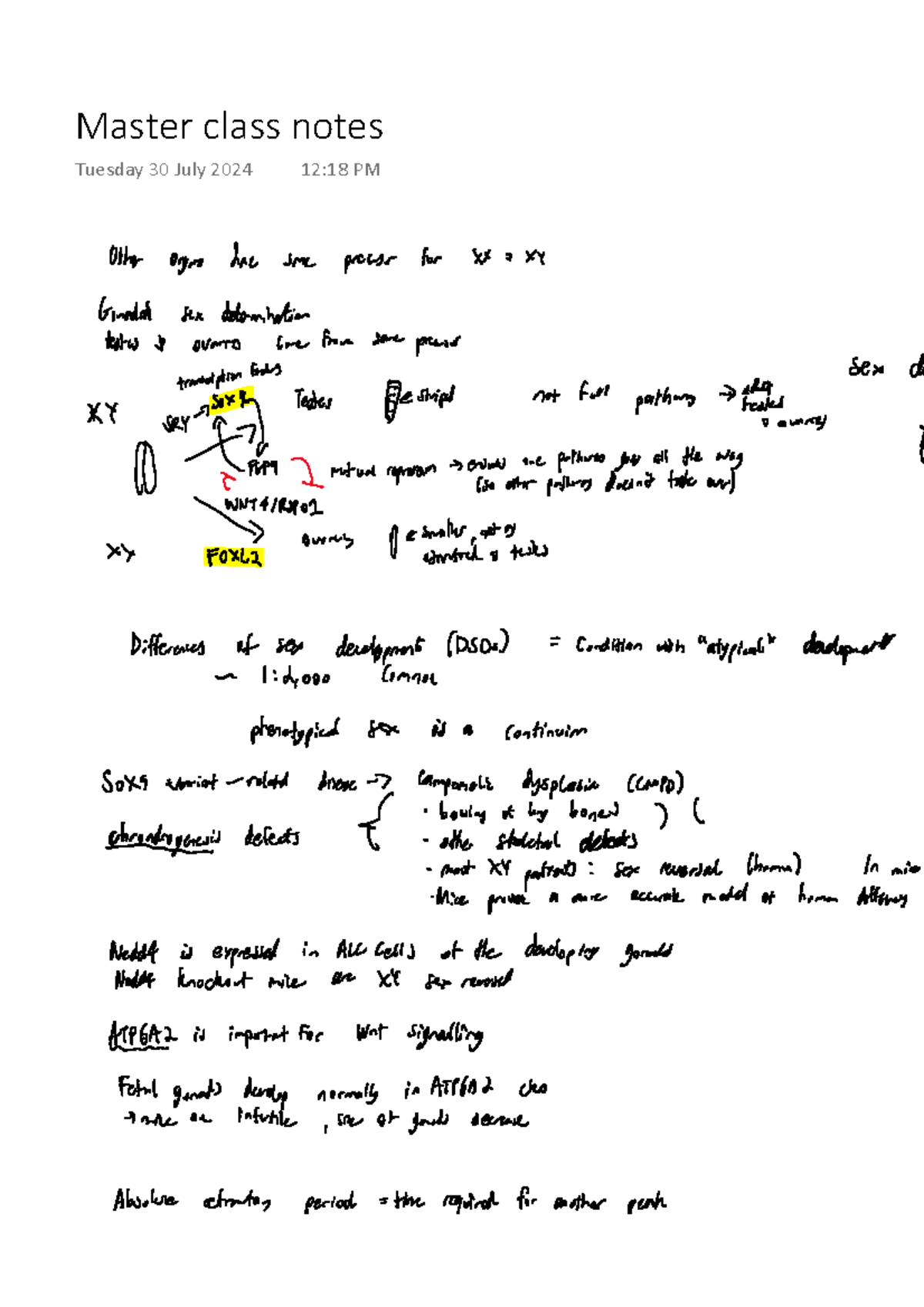 Master class notes - Studocu
