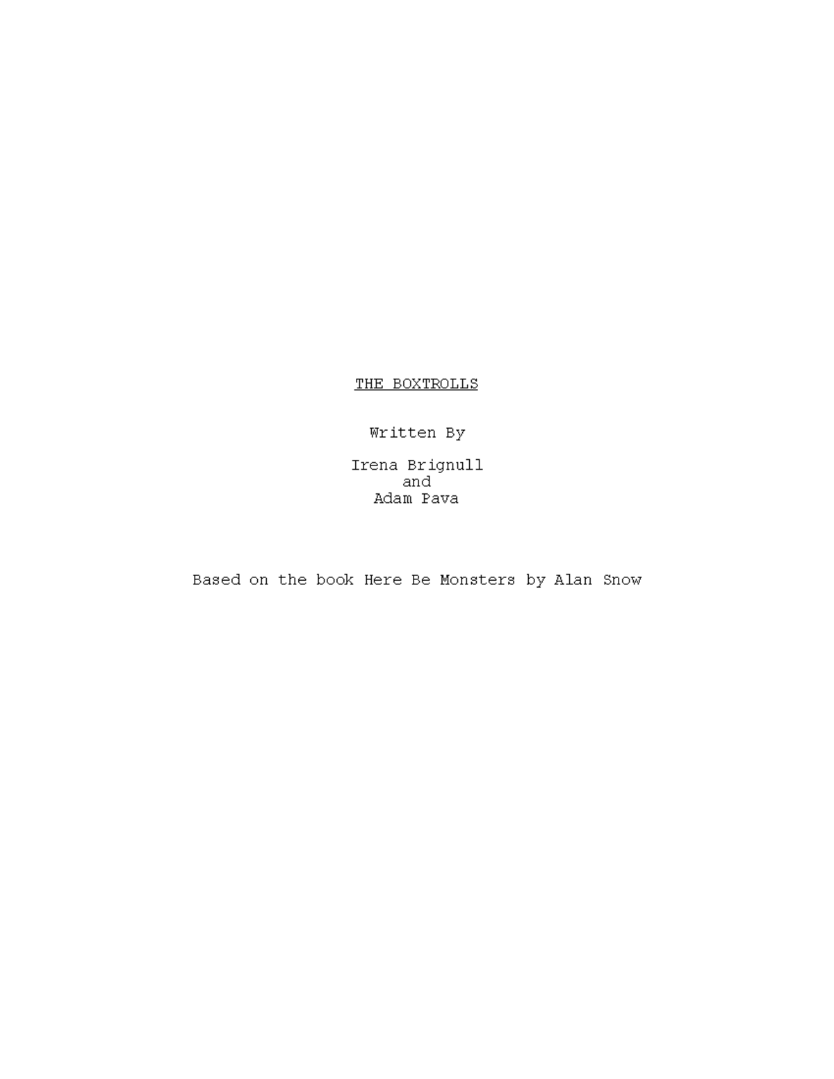 Boxtrolls-script-pdf - THE BOXTROLLS Written By Irena Brignull and Adam ...