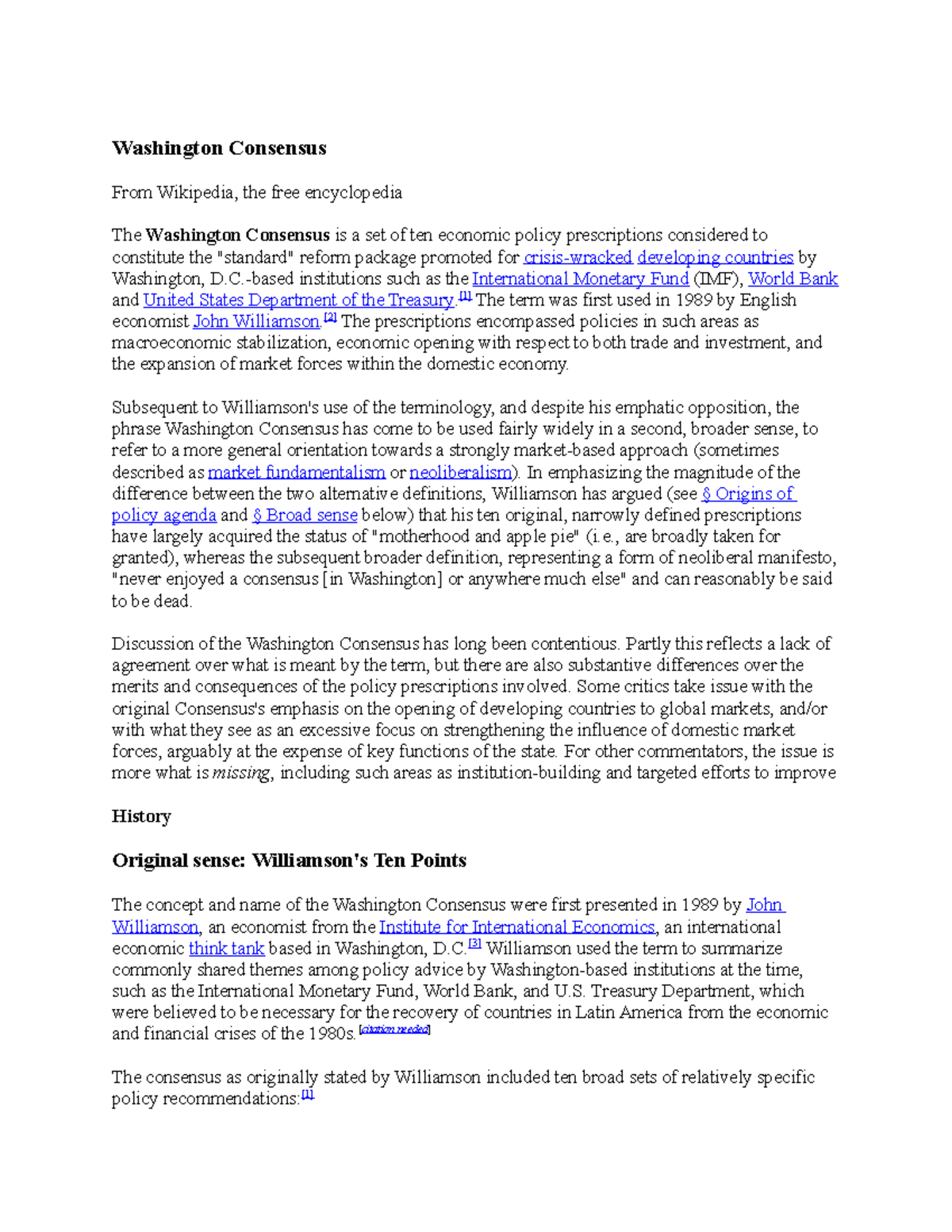RM#2 Washington Consensus - Washington Consensus From Wikipedia, the ...