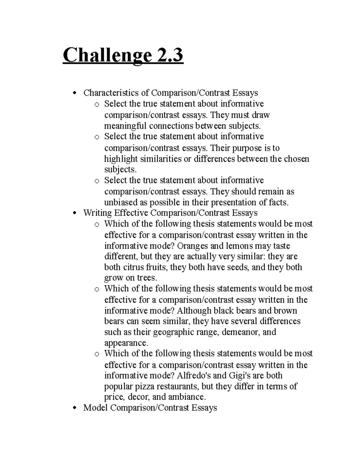 Challenge 2 - English Composition I - Challenge 2. Characteristics of ...