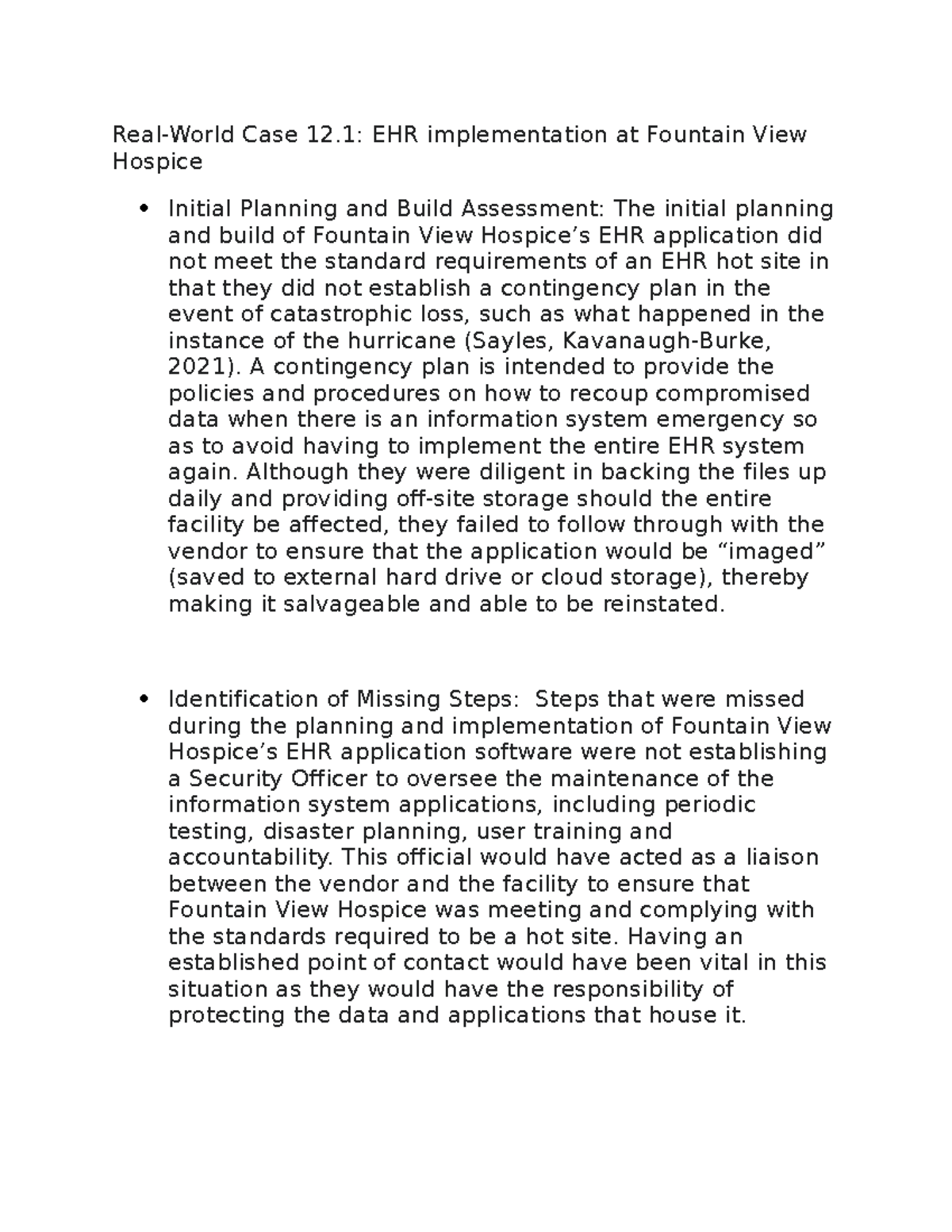 HIM 220 Module 2-1 Discussion EHR Implementation - Real-World Case 12 ...