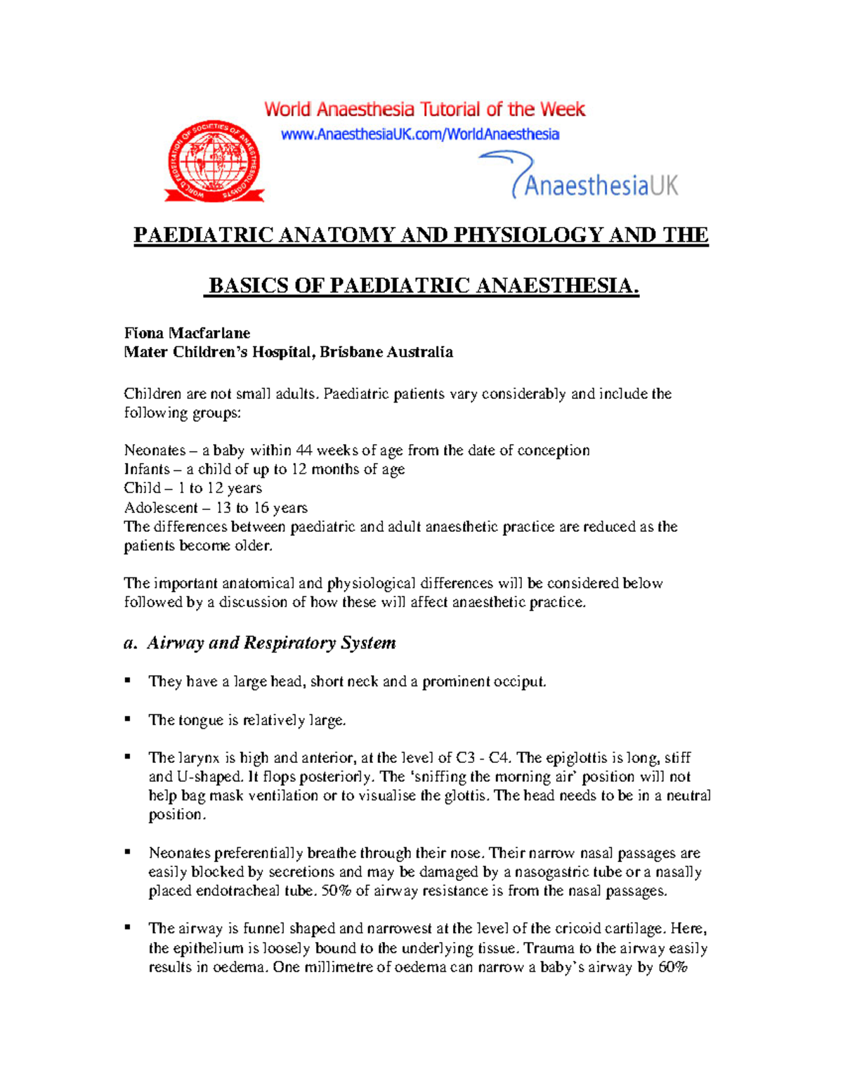 7 english - DFGD - PAEDIATRIC ANATOMY AND PHYSIOLOGY AND THE BASICS OF ...