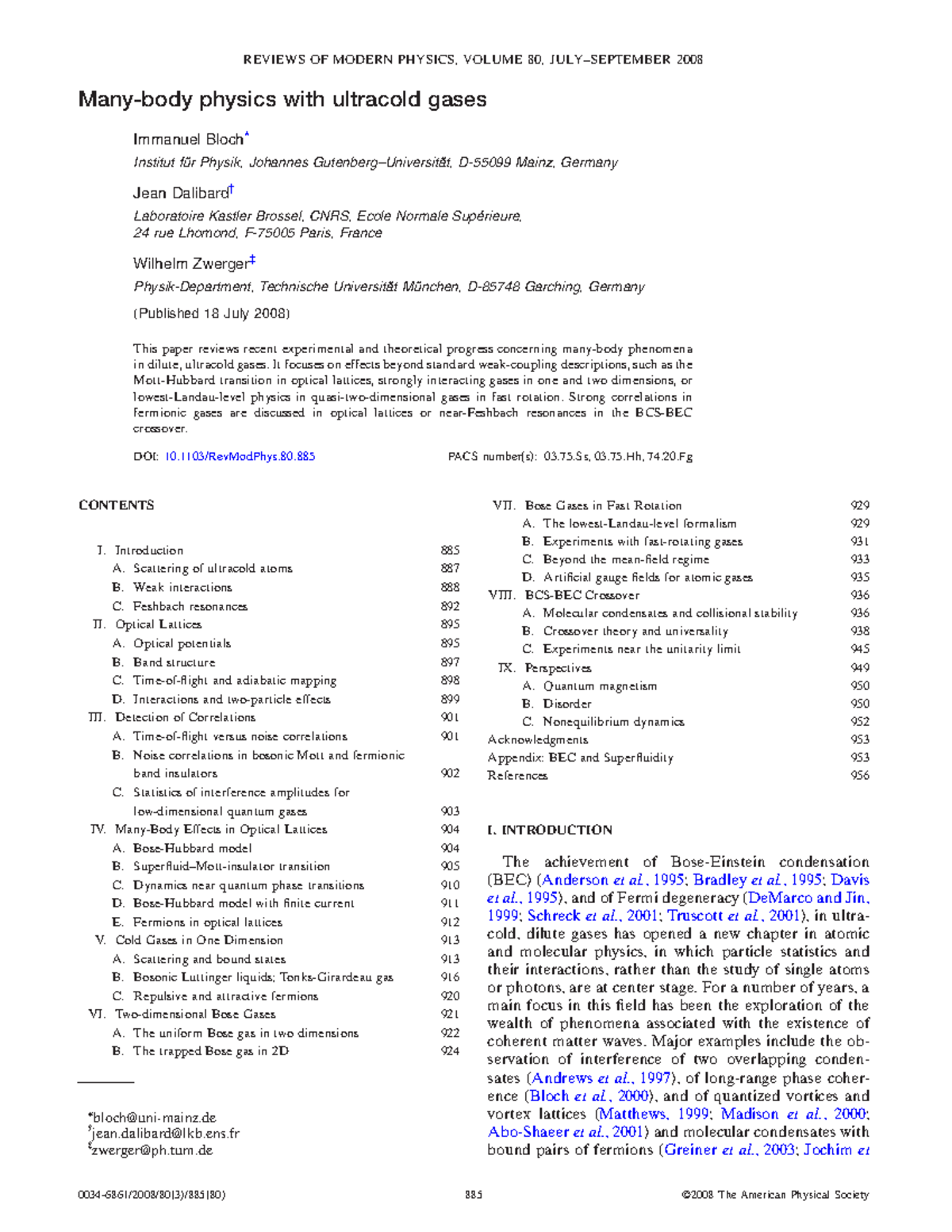 Many-body physics with ultracold gases - Many-body physics with ...