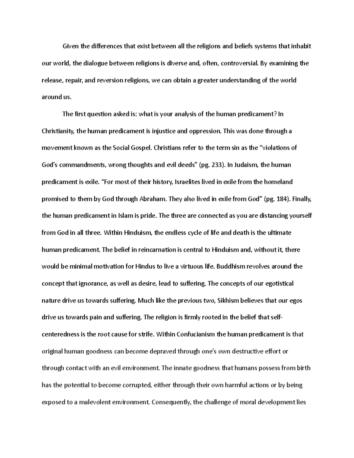 Basic Precepts Paper - Essay - Given the differences that exist between ...