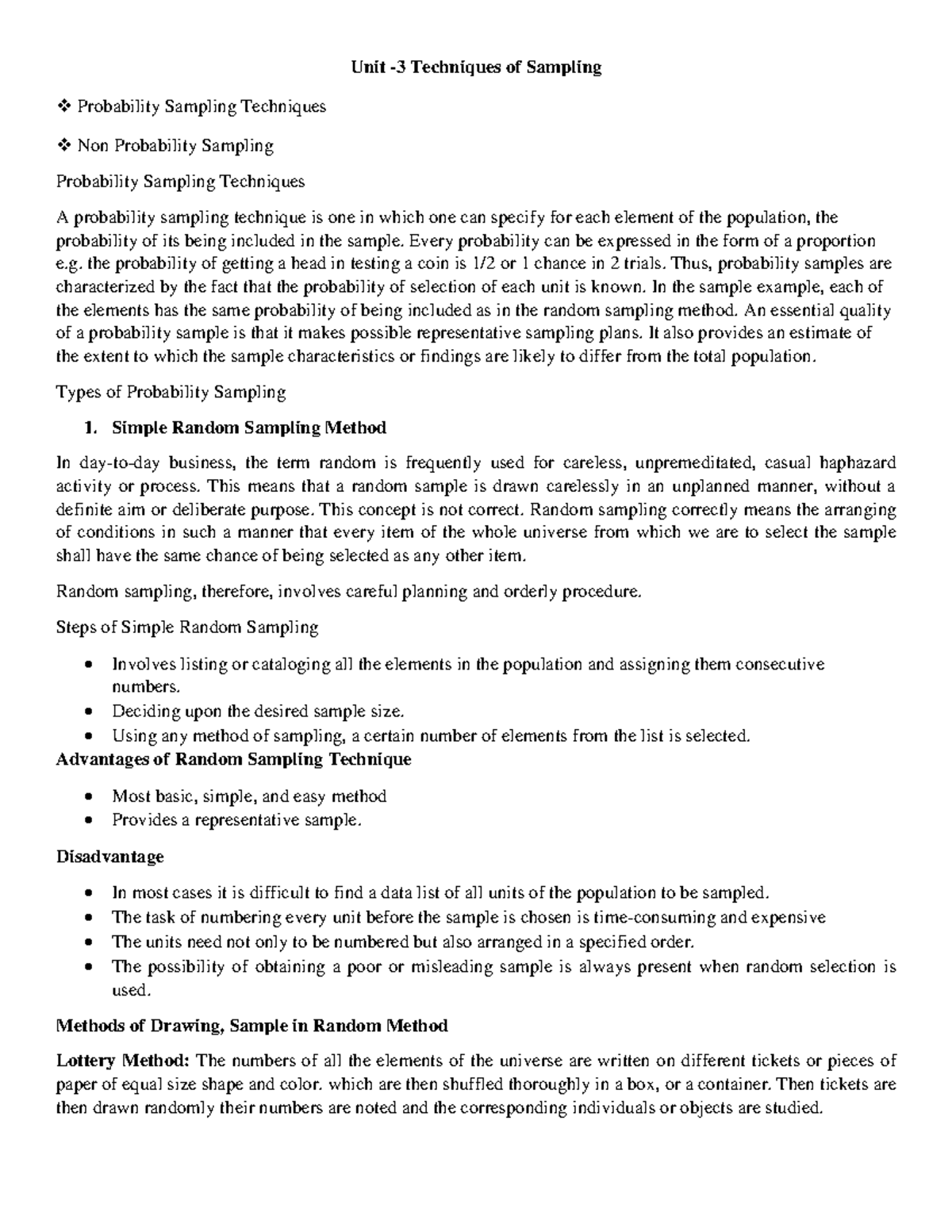 Techniques of Sampling - Every probability can be expressed in the form ...