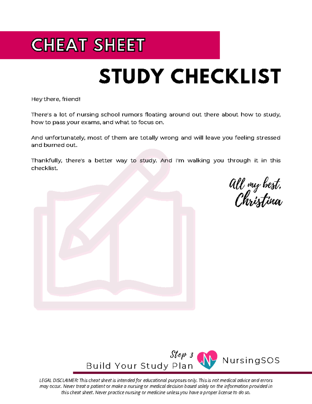 Cheat sheet study checklist - Hey there, friend! There's a lot of ...