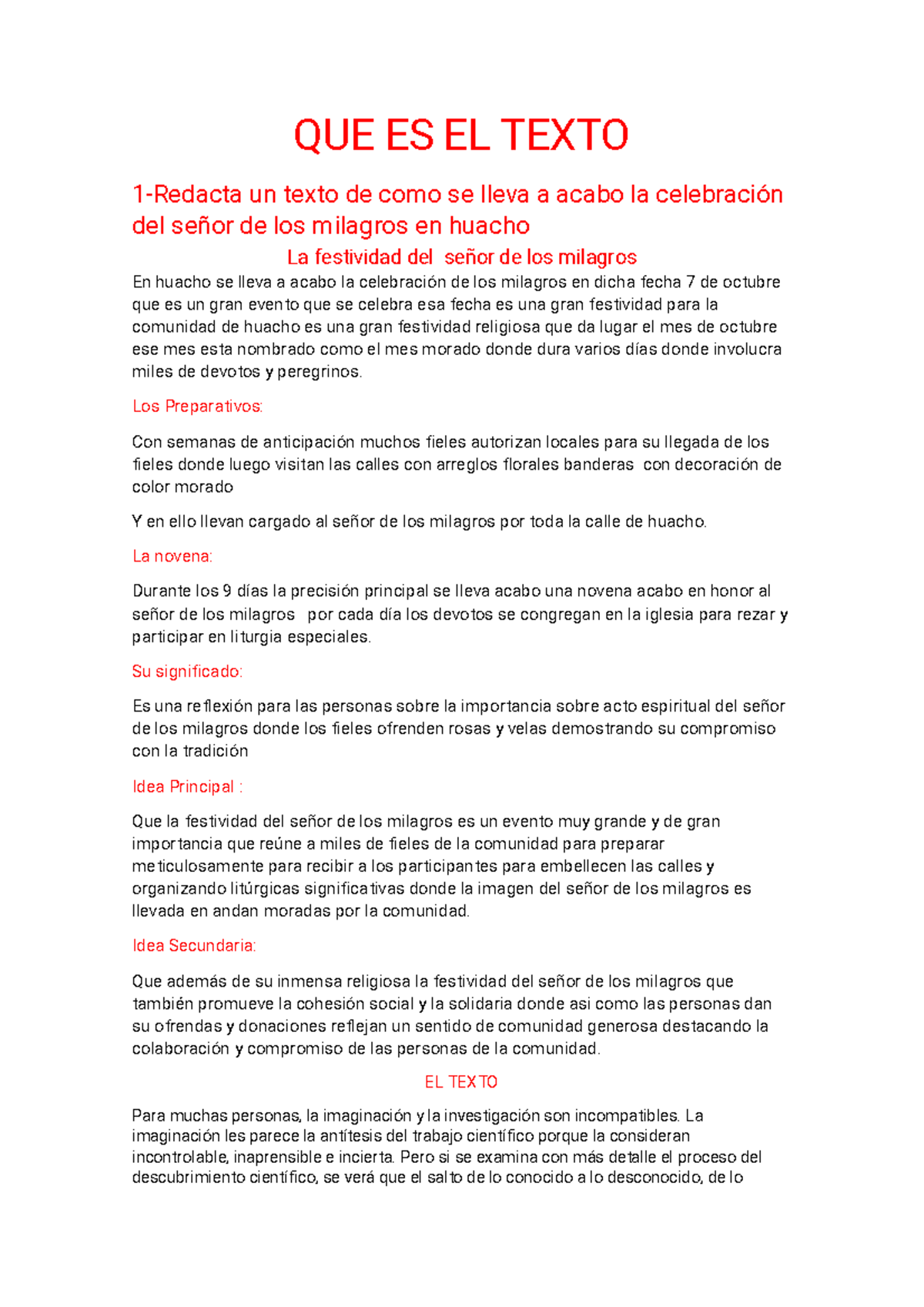 QUE ES EL Texto - AYUDA ACADEMICA - QUE ES EL TEXTO 1-Redacta un texto ...