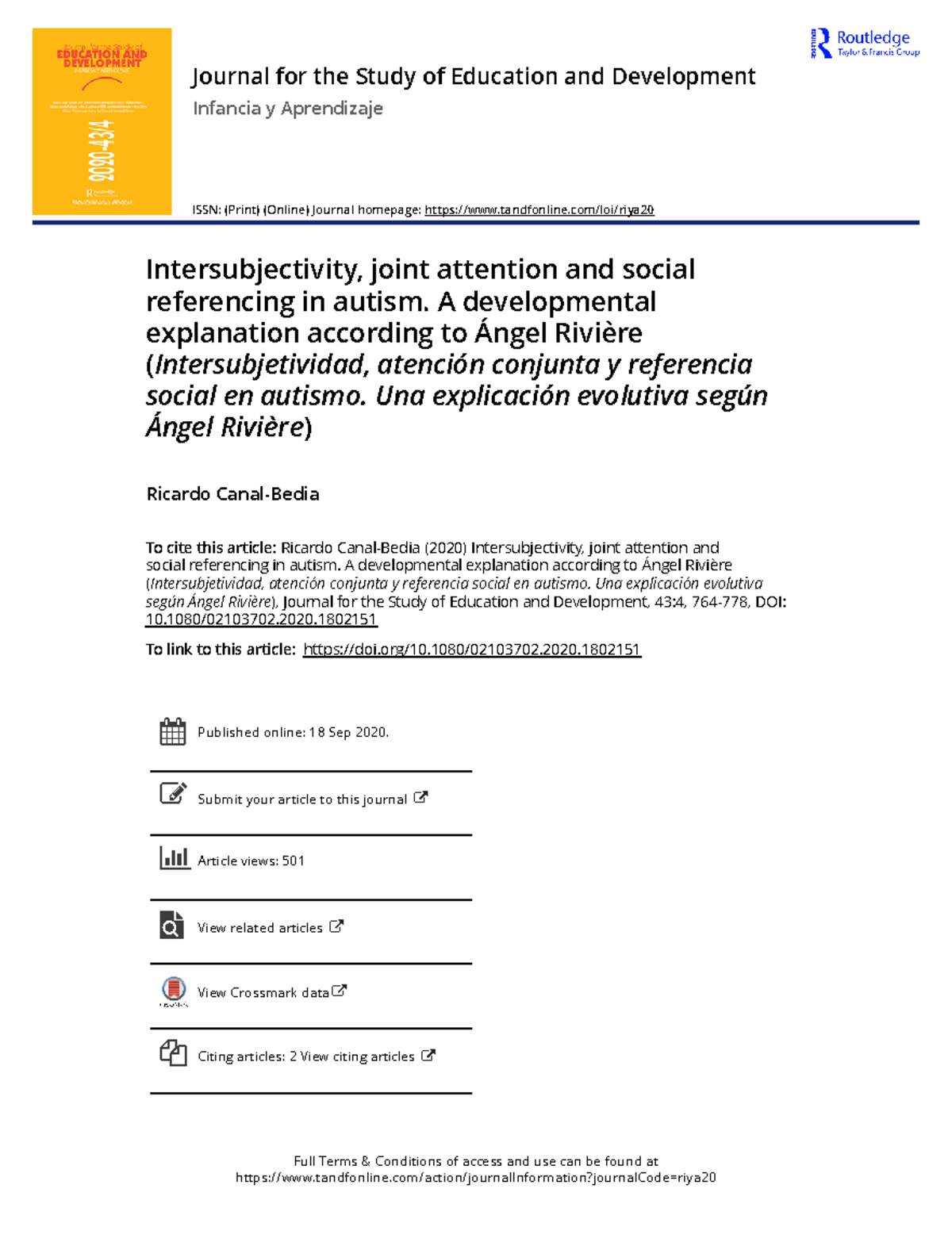 Intersubjectivity joint attention and social referencing in autism. A ...