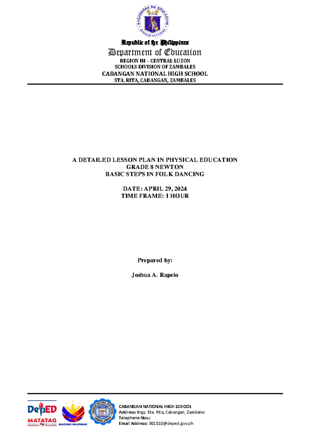 sy 23-24 sample demo for demo teaching - Department of Education REGION ...