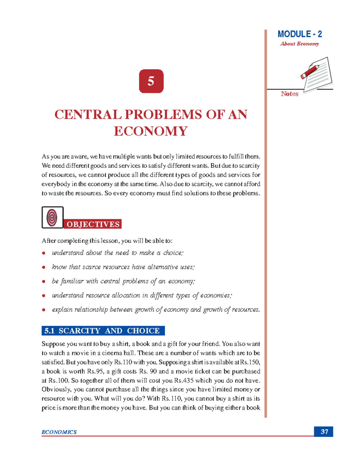 CENTRAL PROBLEMS OF AN ECONOMY - About Economy Notes 37 5 CENTRAL ...