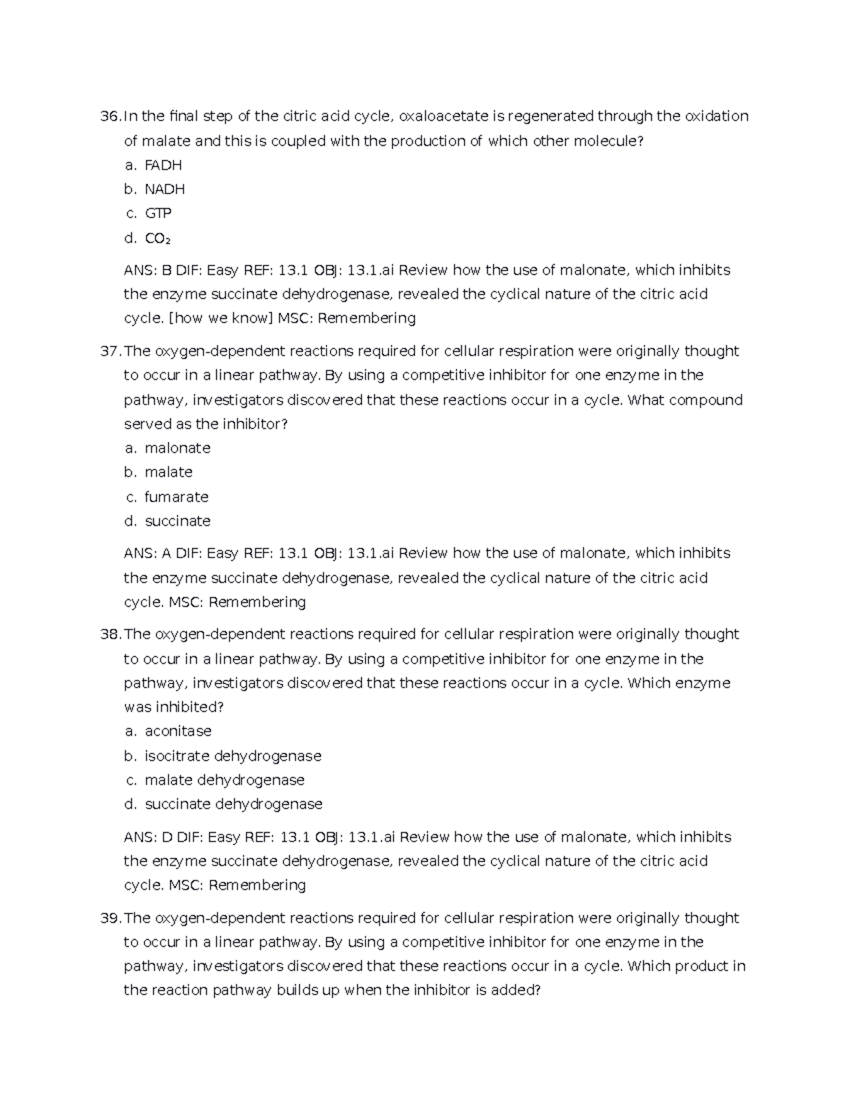 Chapter 33 - practice questions given for midterm prep - Chm 344 ...