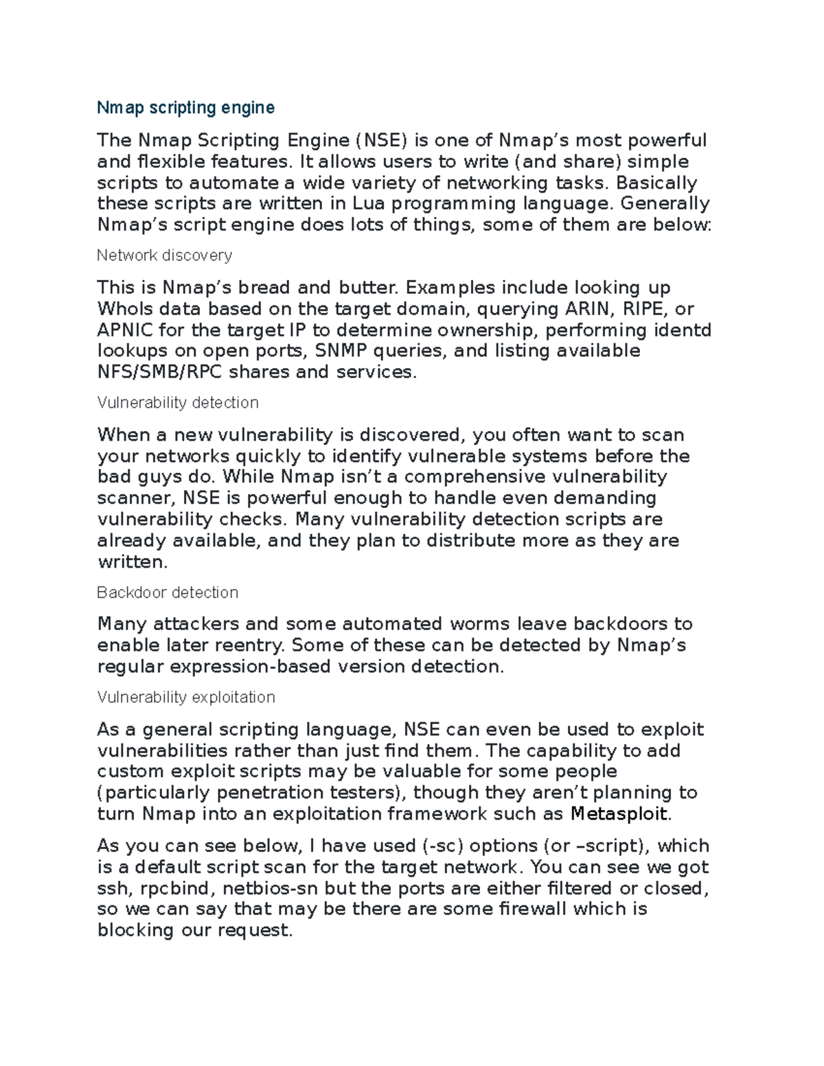 Document - COEP - Nmap scripting engine The Nmap Scripting Engine (NSE ...