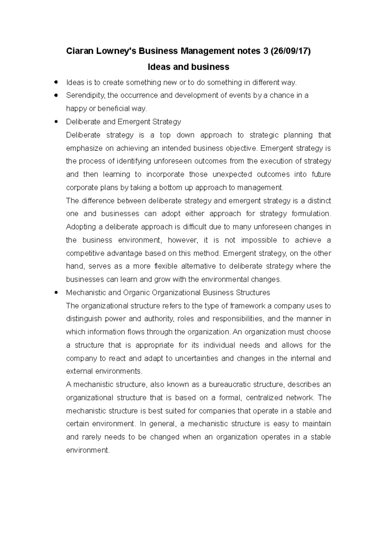 Business Management notes 3 - Serendipity, the occurrence and ...