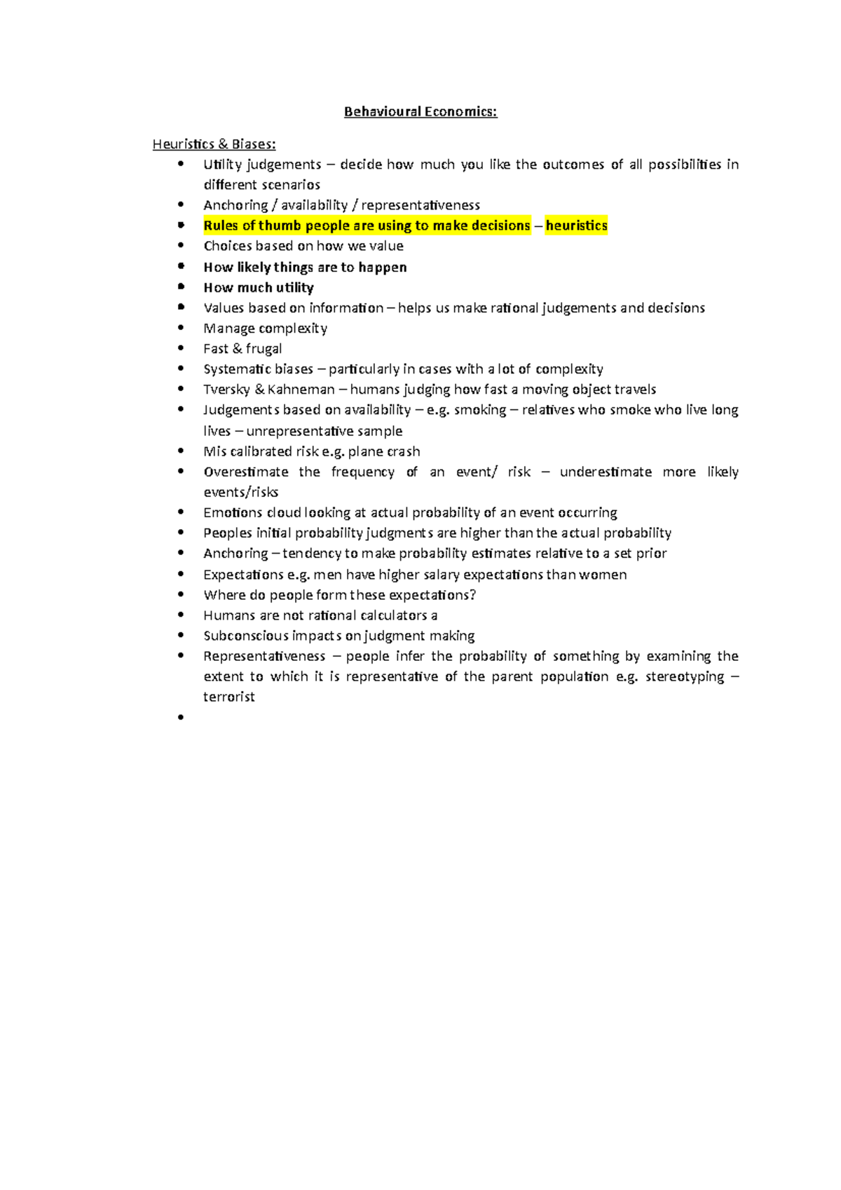 2019 0918-BE - lecture 5 notes behavioural economics - Behavioural ...