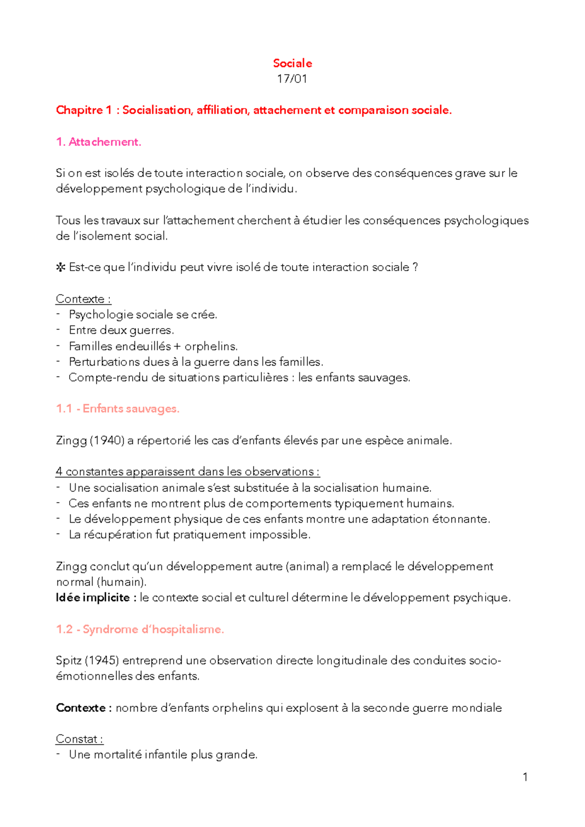 Chapitre 1 : Socialisation, affiliation, attachement et comparaison ...