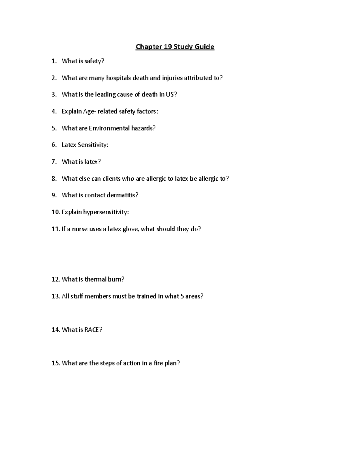 Chapter 19 Study Guide - Chapter 19 Study Guide What is safety? What ...