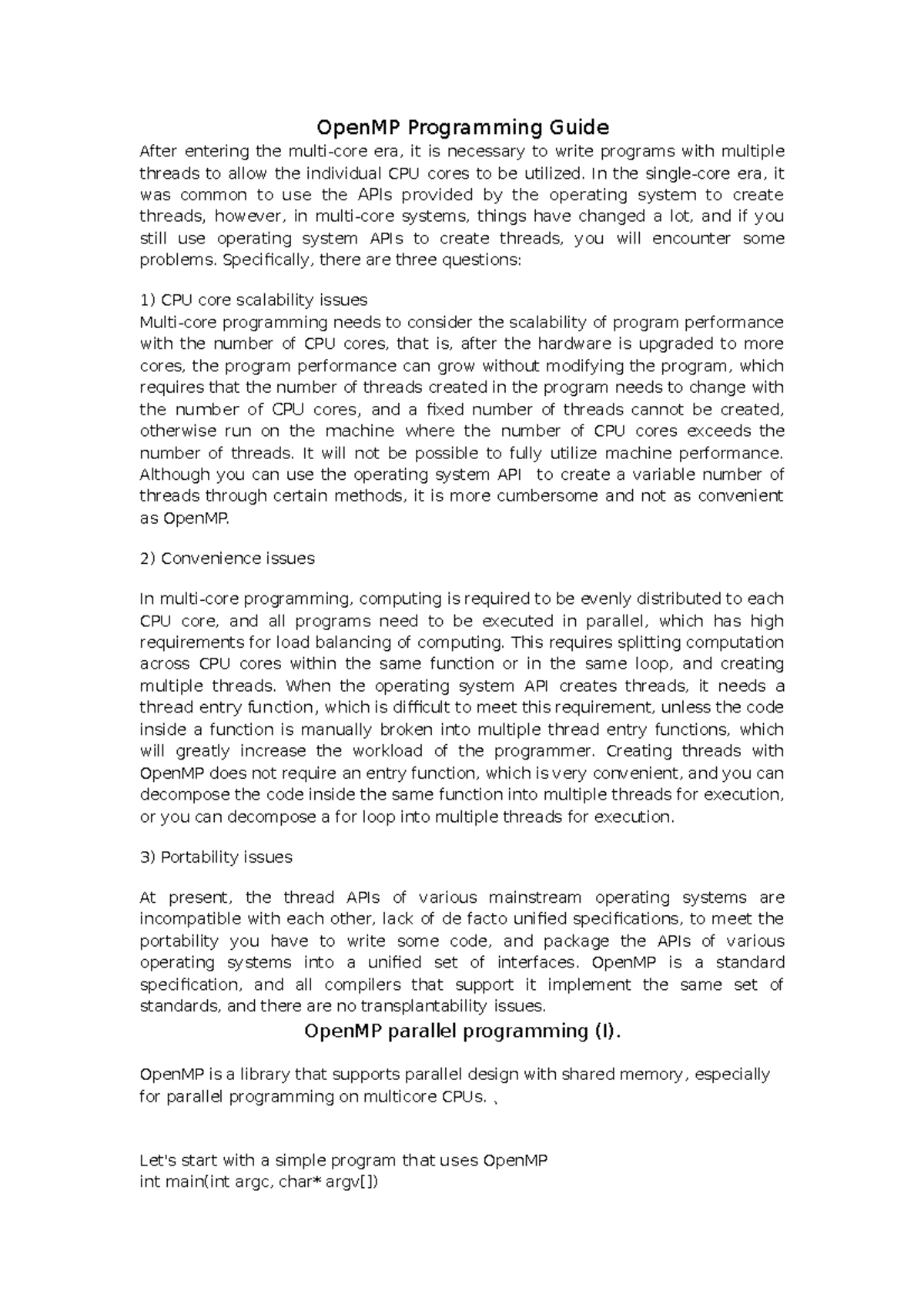 Open MP Programming Guide - OpenMP Programming Guide ####### After ...