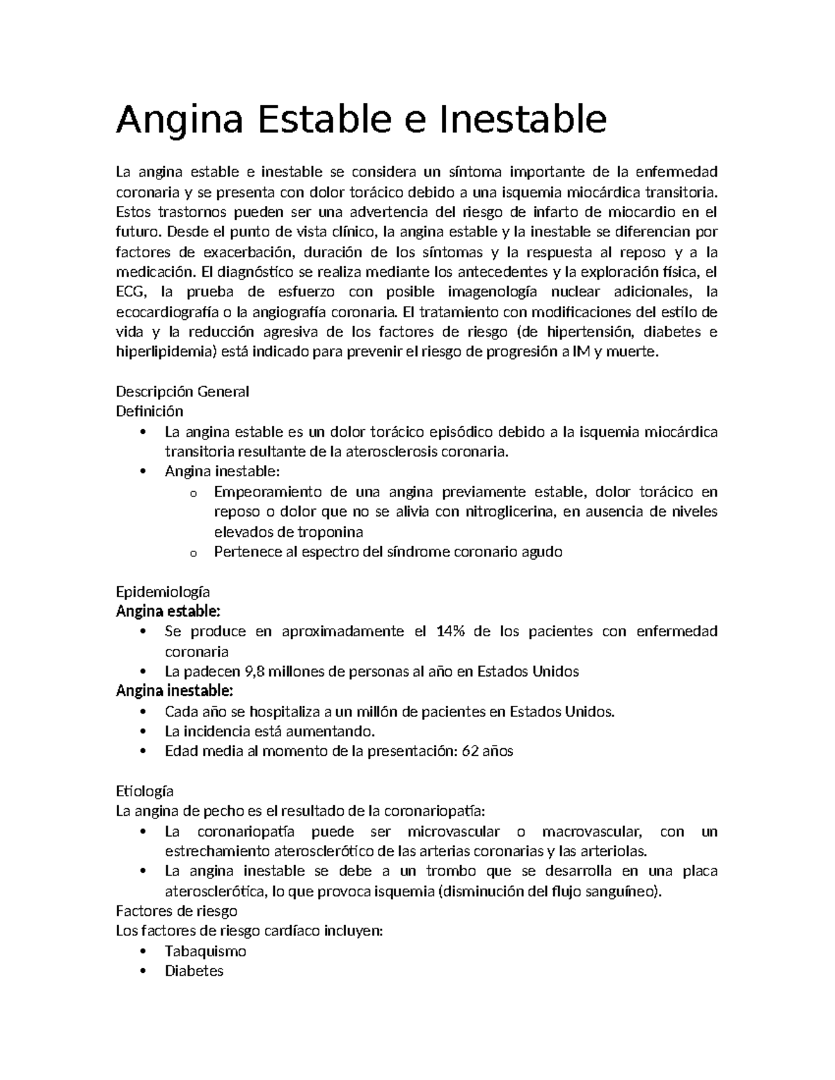 Angina Estable e Inestable - Estos trastornos pueden ser una ...