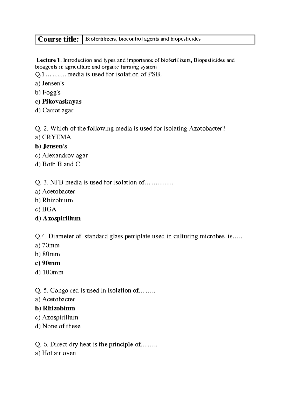 1 - Objective type Q&A to summarise the topics and make it easy to ...