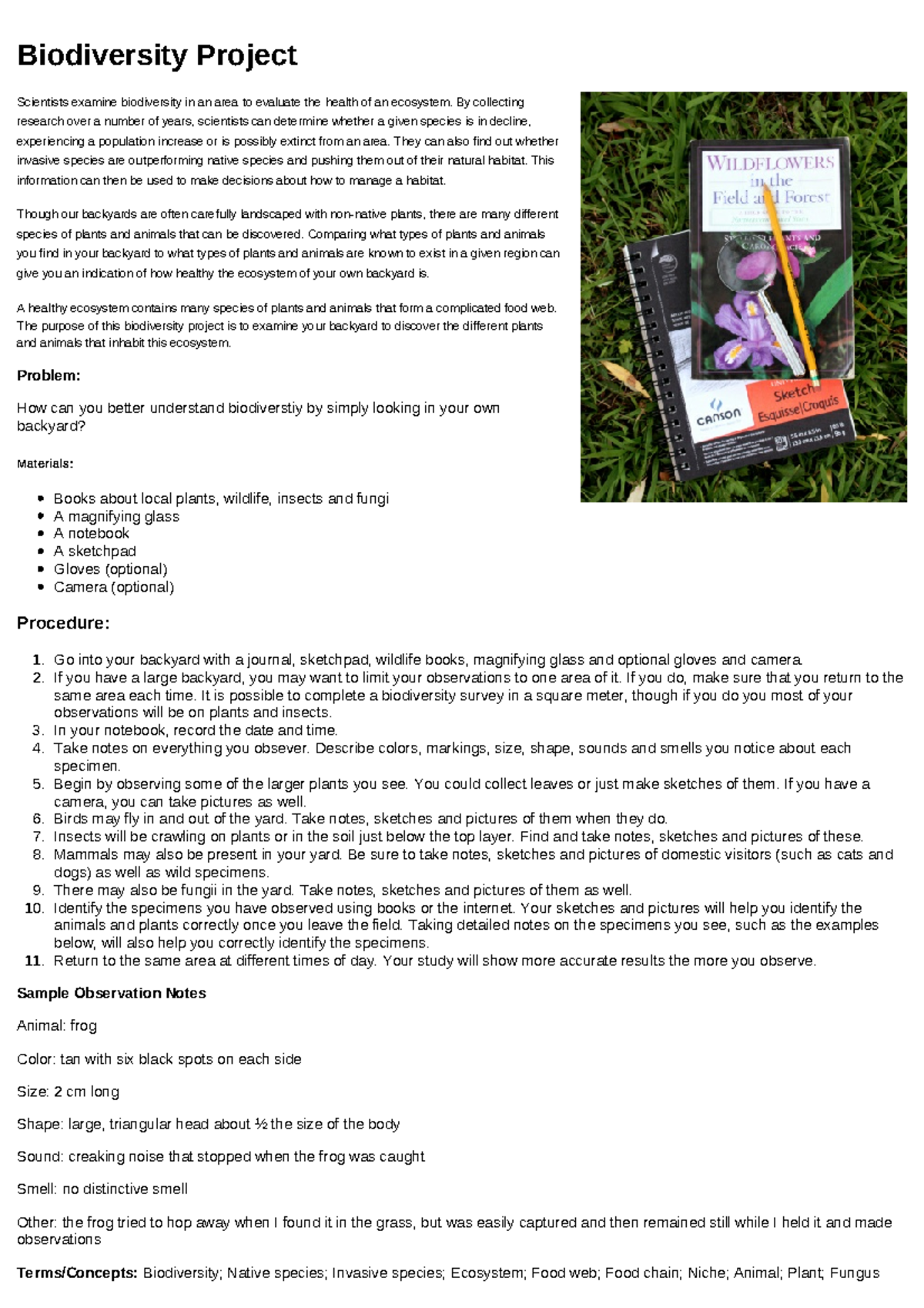 Backyard-biodiversity - Biodiversity Project Scientists examine ...