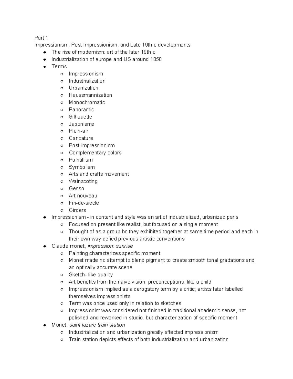 Lecture Notes 11 - Impressionism, 19th Century Developments - Part 1 ...