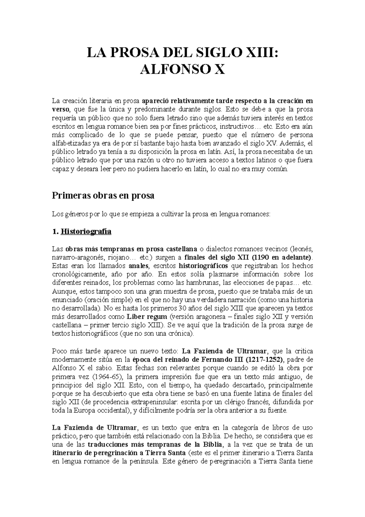 La prosa del s. XIII: Alfonso X - LA PROSA DEL SIGLO XIII: ALFONSO X La ...