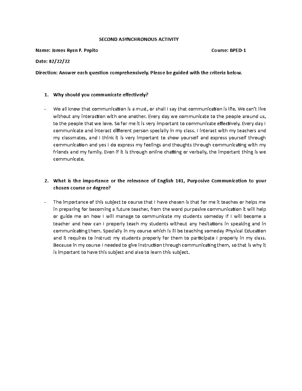 Pepito english second asynchronous act - SECOND ASYNCHRONOUS ACTIVITY ...