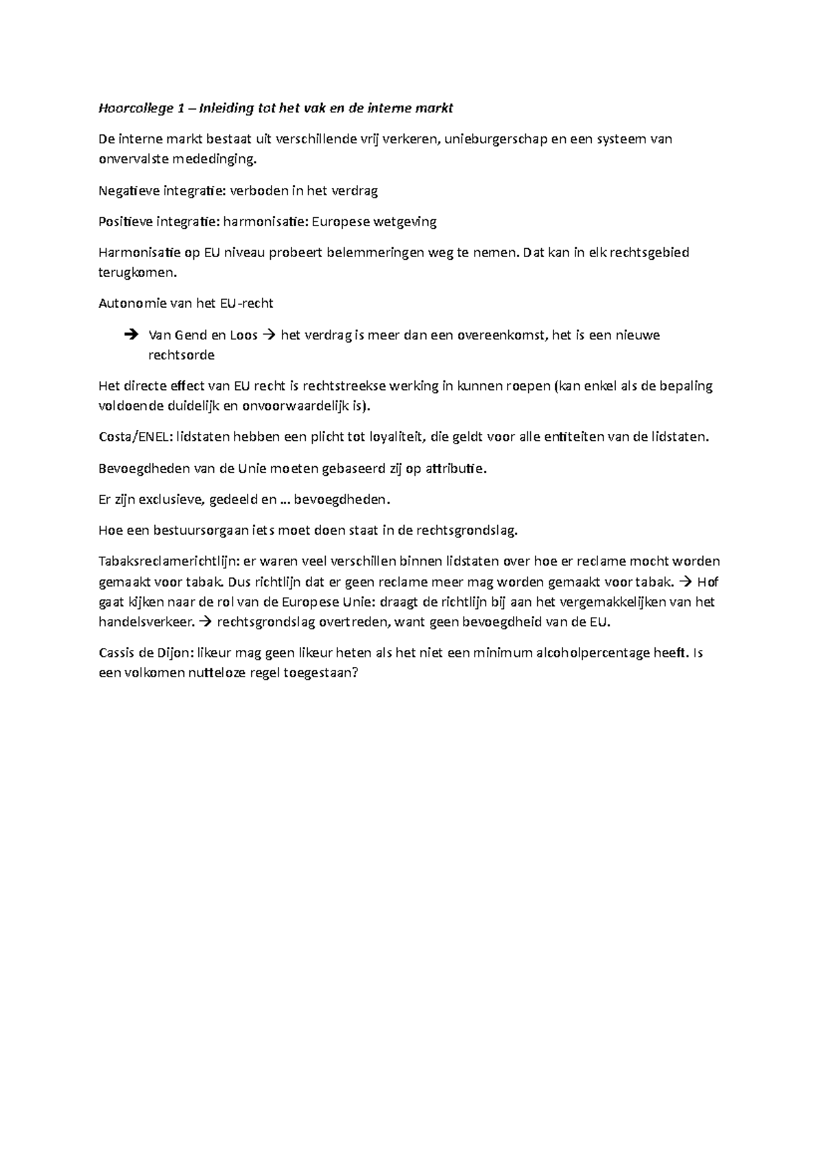 Europees Hc 1 En 2 Sl Hoorcollege Aantekeningen Over Introductie