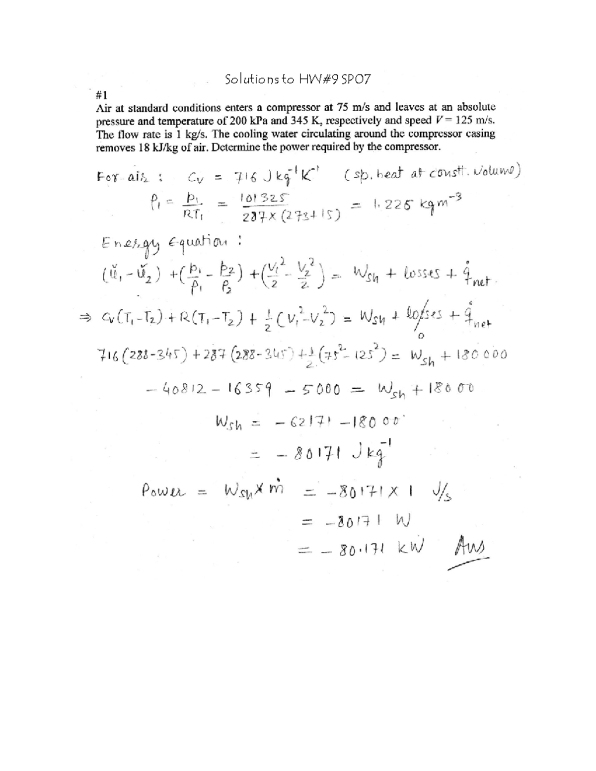 Hw9 soln - hws - Fluid Mechanics - Solutions to HW#9 SP - Studocu