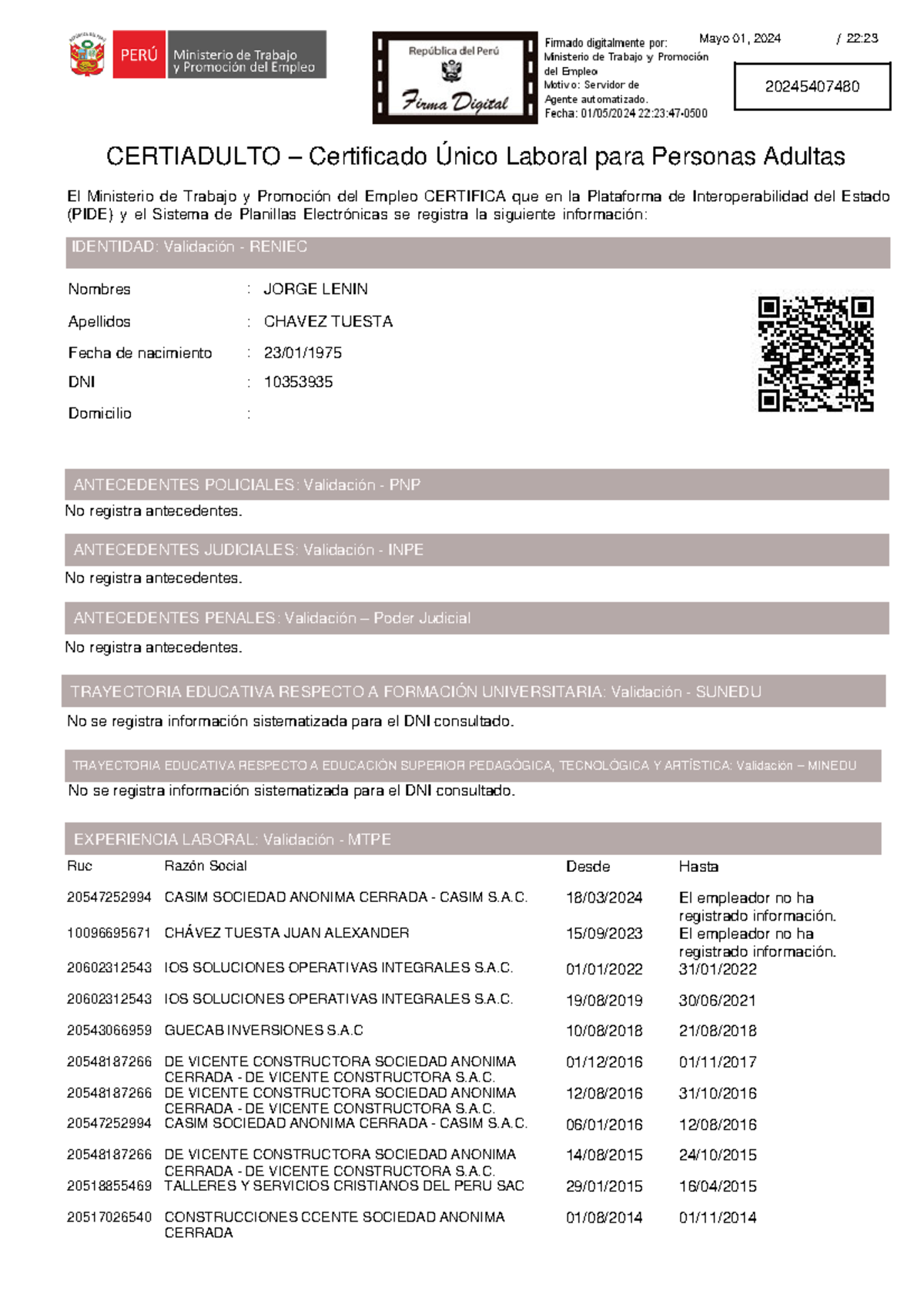 Certiadulto Jorge - certi adulto - CERTIADULTO – Certificado Único ...