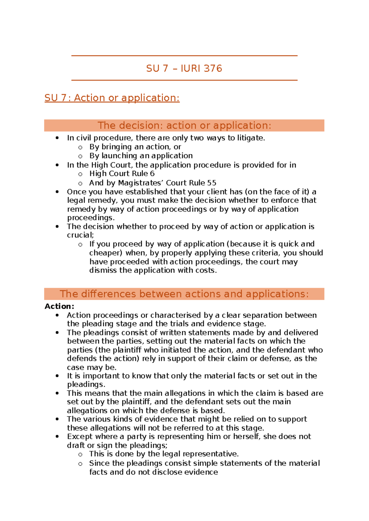 SU 7 - 376 - Summary Civil Procedure: A Practical Guide - SU 7 – IURI ...