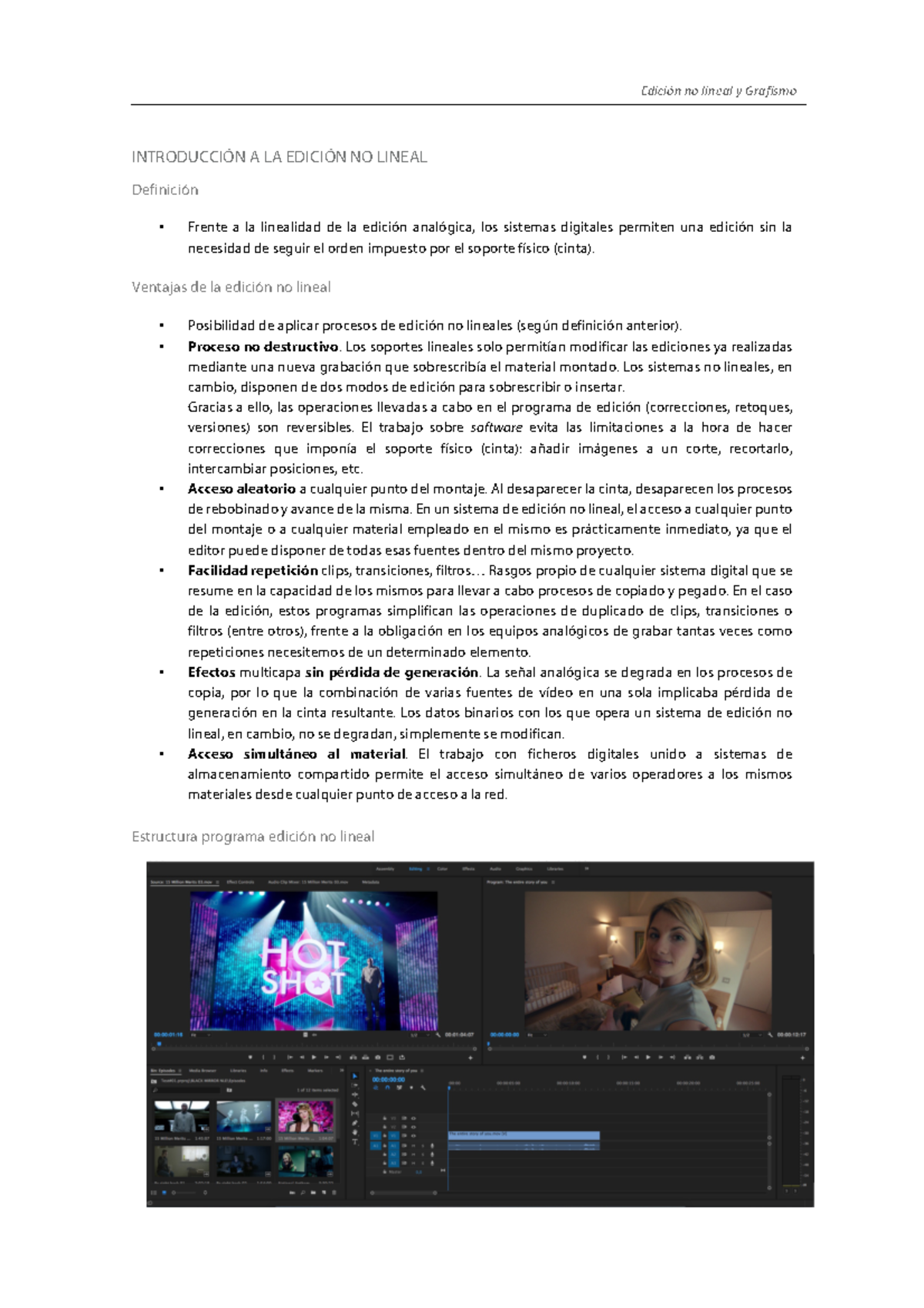 TEMA 0. EdiciÓn NO Lineal - Edición no lineal y Grafismo INTRODUCCIÓN A ...