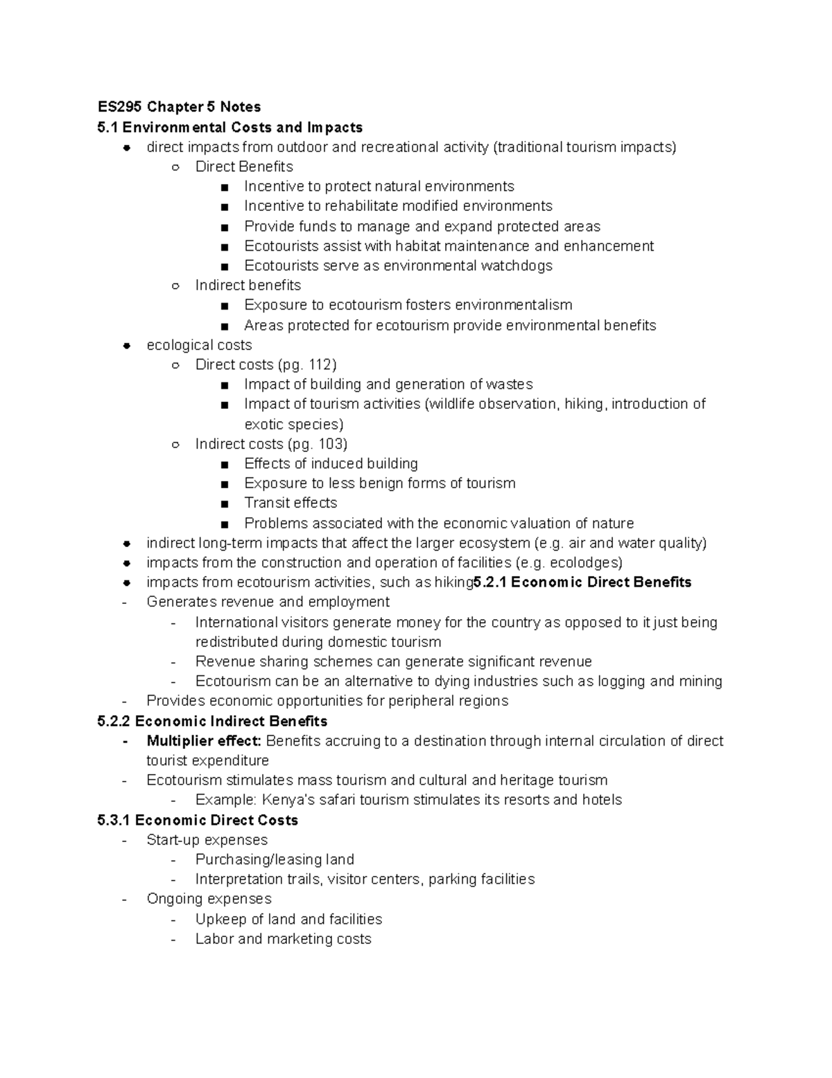 ES295 Chapter 5 Notes - ES295 Chapter 5 Notes 5 Environmental Costs and ...