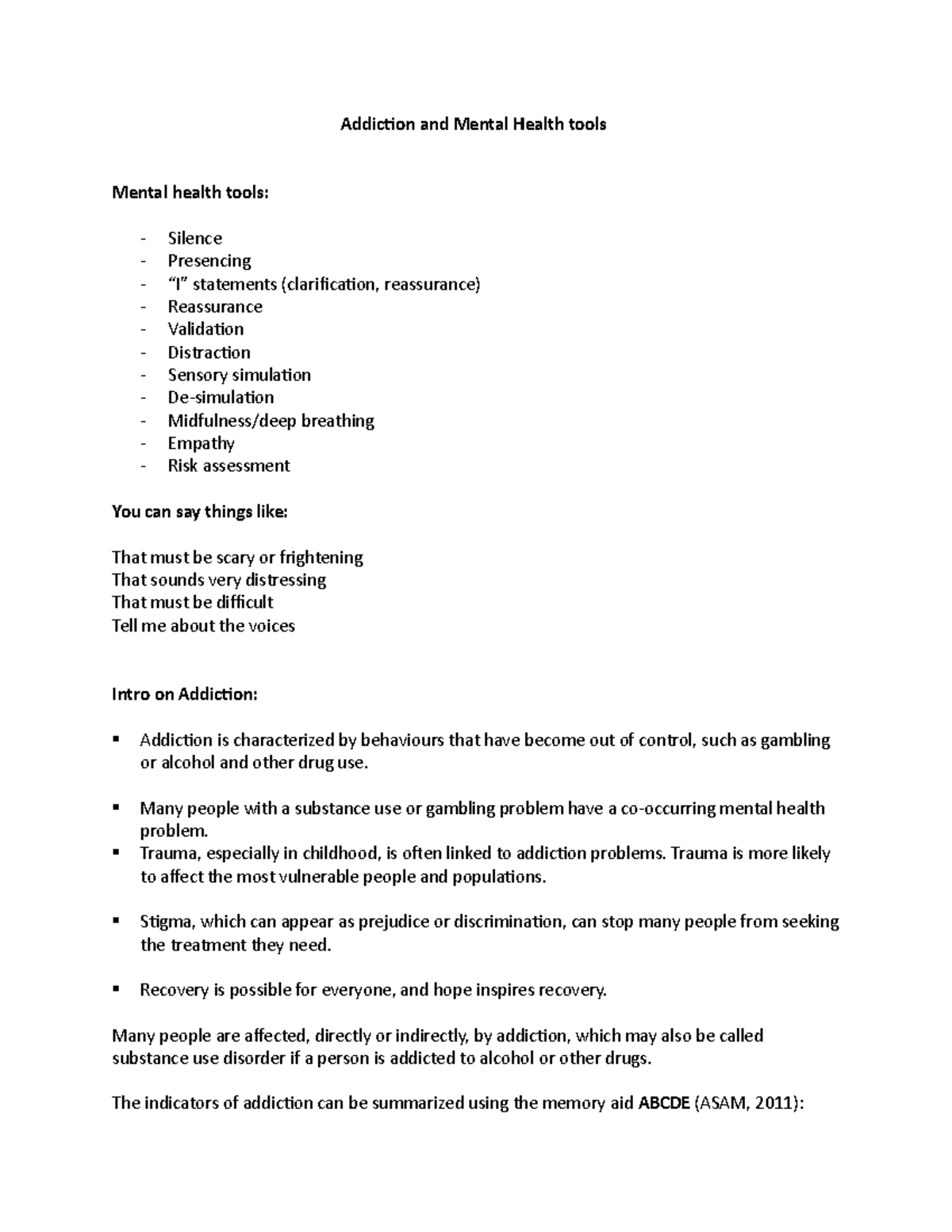 Mental health & addiction notes - NURS 3411 - Douglascollege - Studocu