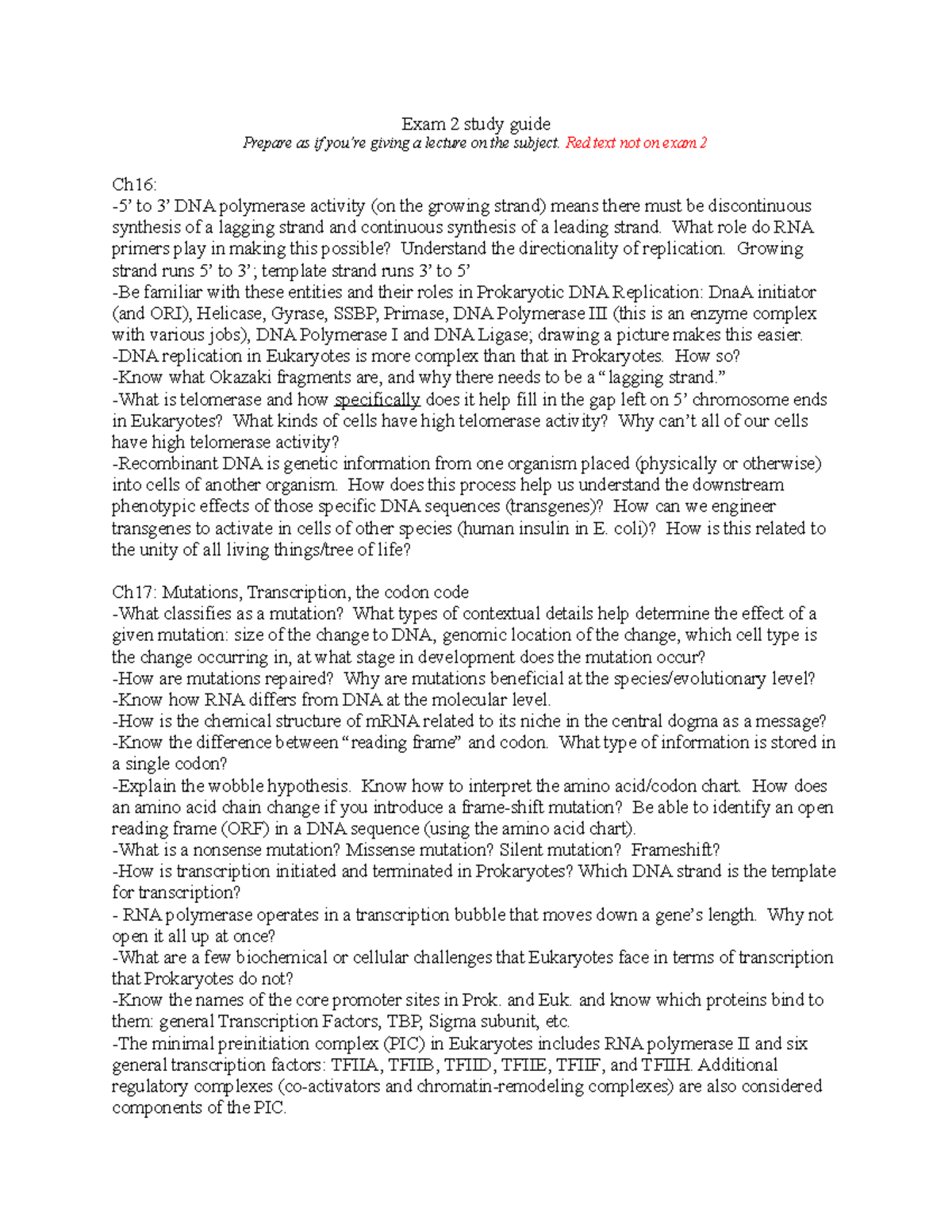 Exam 2 study guide Spring 23 - Exam 2 study guide Prepare as if you’re ...