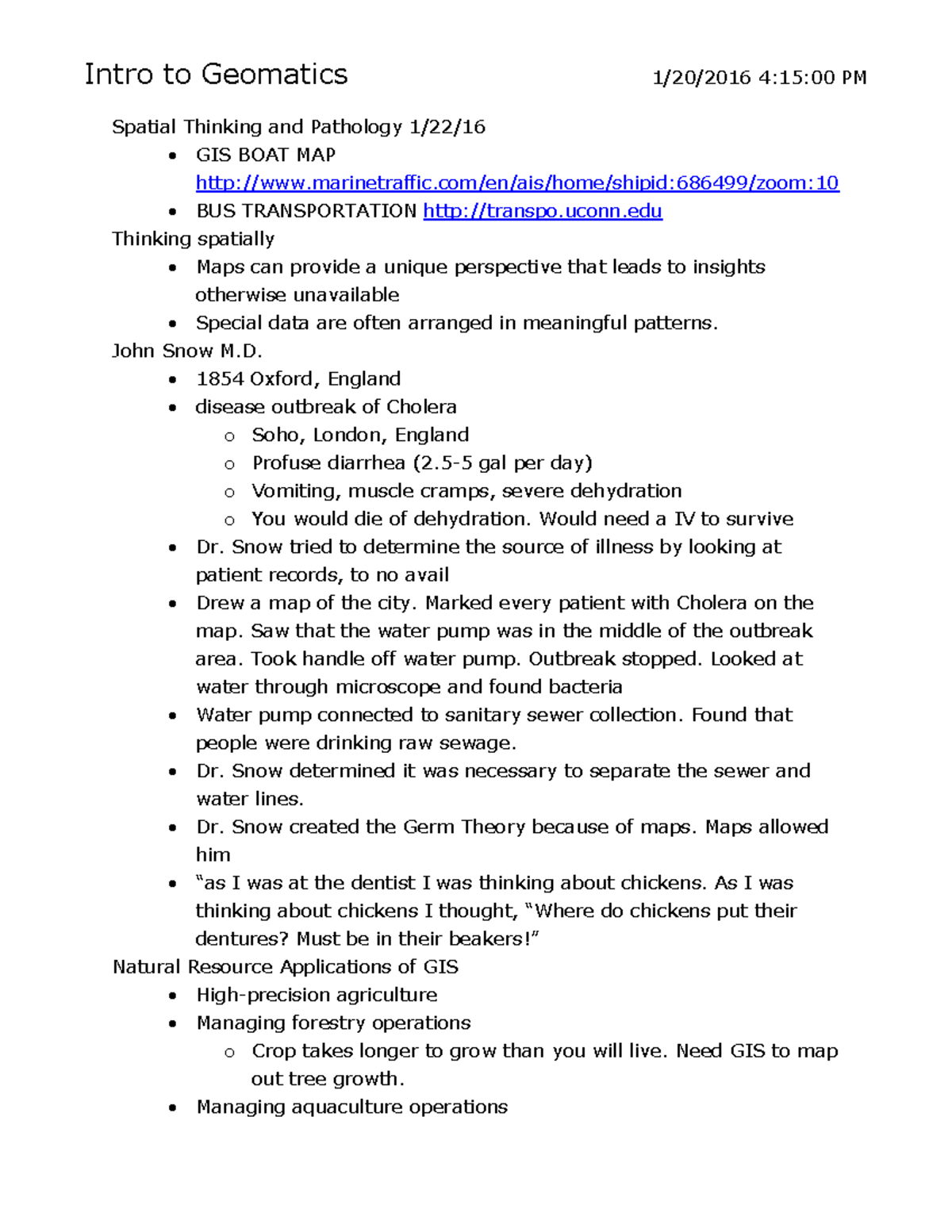 Intro To Geomatics Part 1 1.20 - Intro to Geomatics 4:15:00 PM Spatial ...