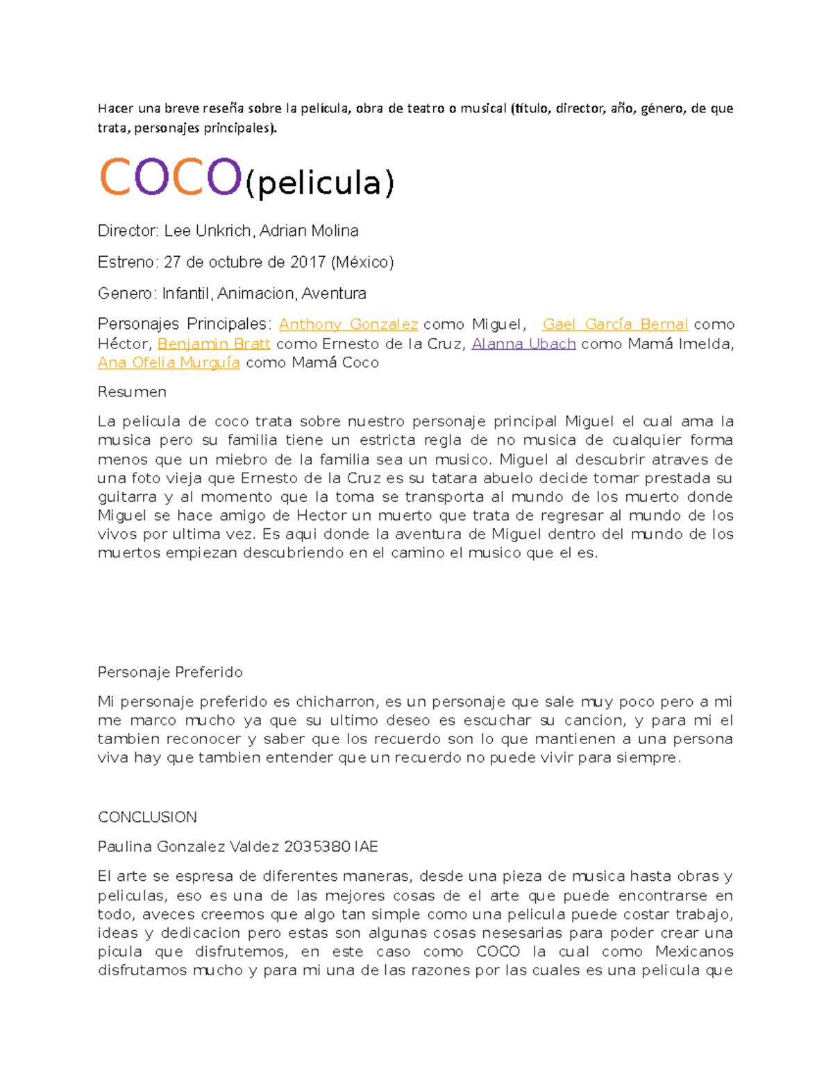 Exposición 2 sobre películas regionales - Hacer una breve reseña sobre ...