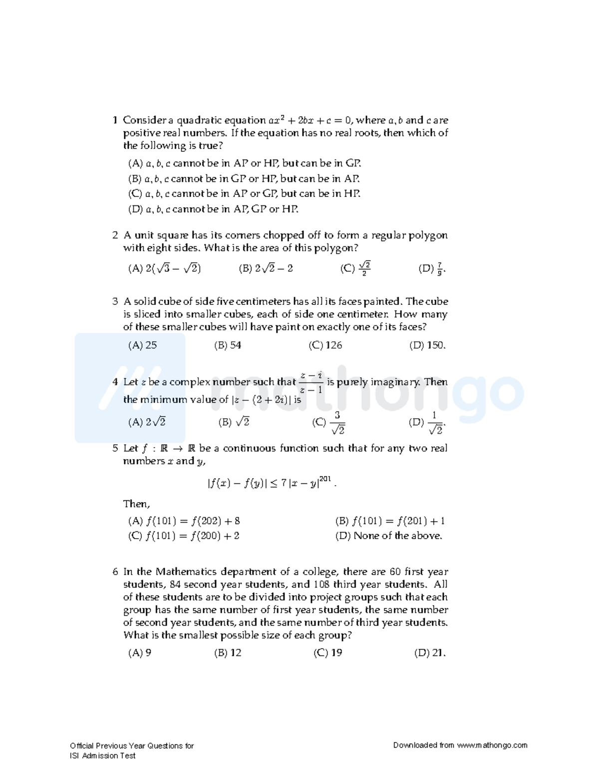 Mathematics best Notes of stat - 1 Consider a quadratic equation ax 2 ...