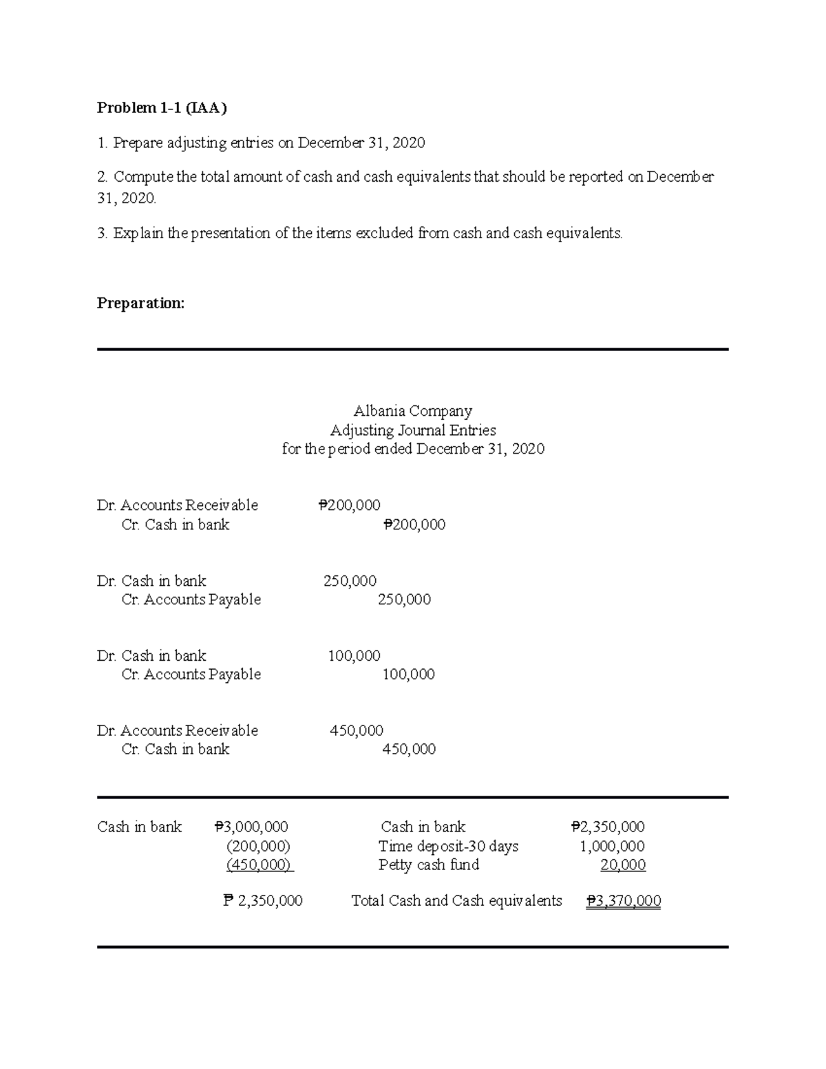 Problem 1-1 (IAA) - Problem 1-1 (IAA) Prepare adjusting entries on ...