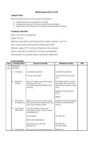 Detailed Lesson PLAN IN TLE - DETAILED LESSON PLAN IN TLE – COOKERY I ...