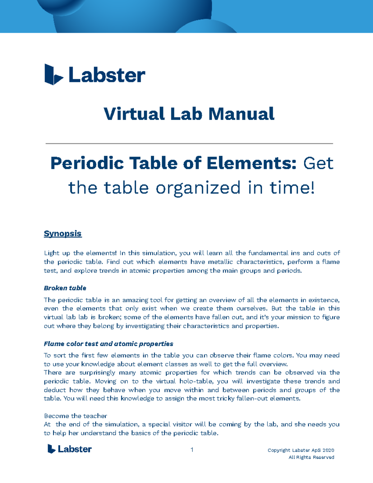 Lab Manual Periodic Table of Elements Get the table organized in time ...