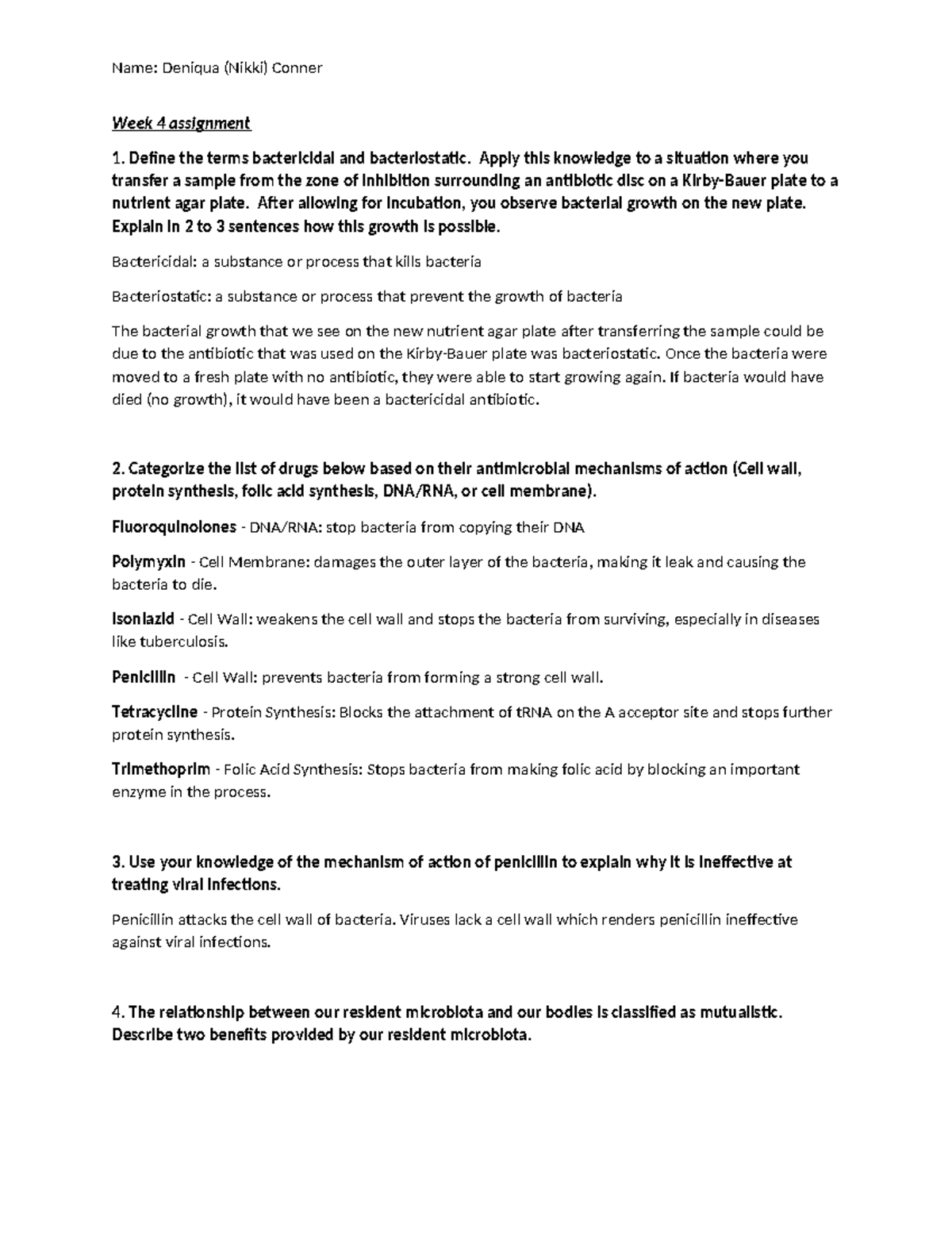 Week 4 Assignment Antimicrobials and Host-Microbe Interactions - Name ...