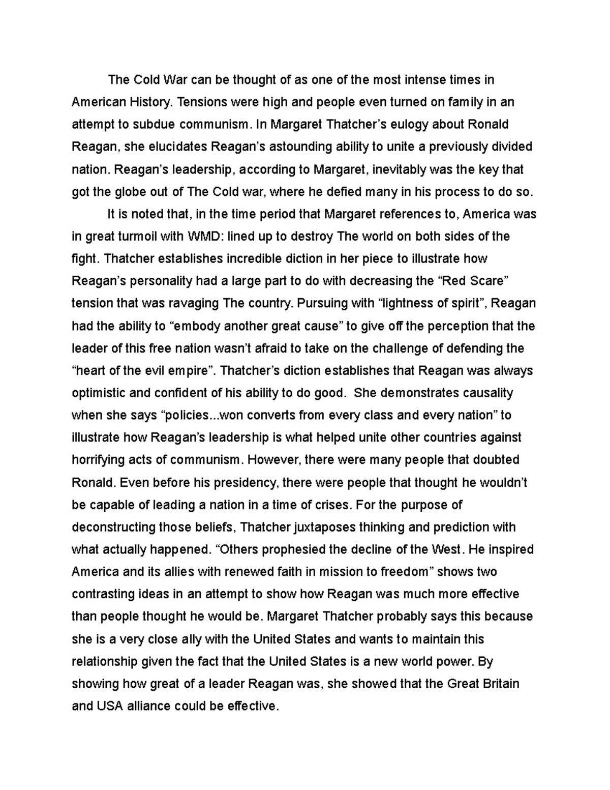 student samplejjj - The Cold War can be thought of as one of the most ...