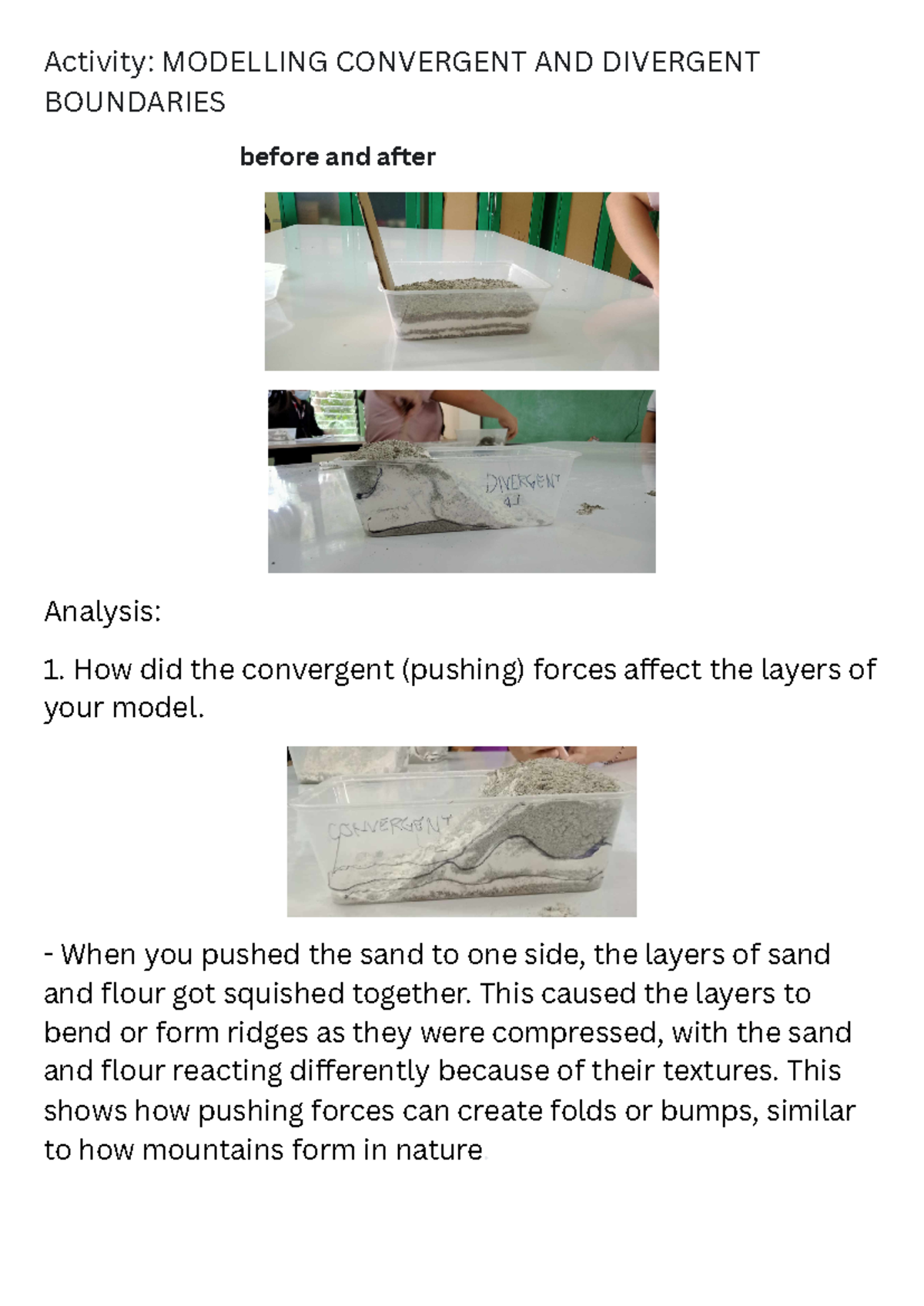 Activity Modelling Convergent AND Divergent Boundaries 3 - Activity ...